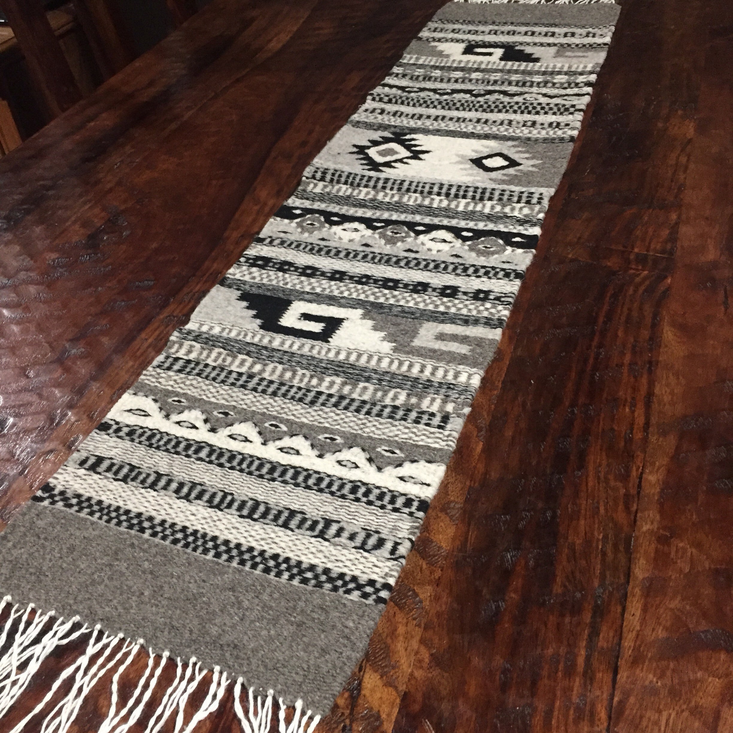 Zapotec hand woven merino wool table runner 40 x 10