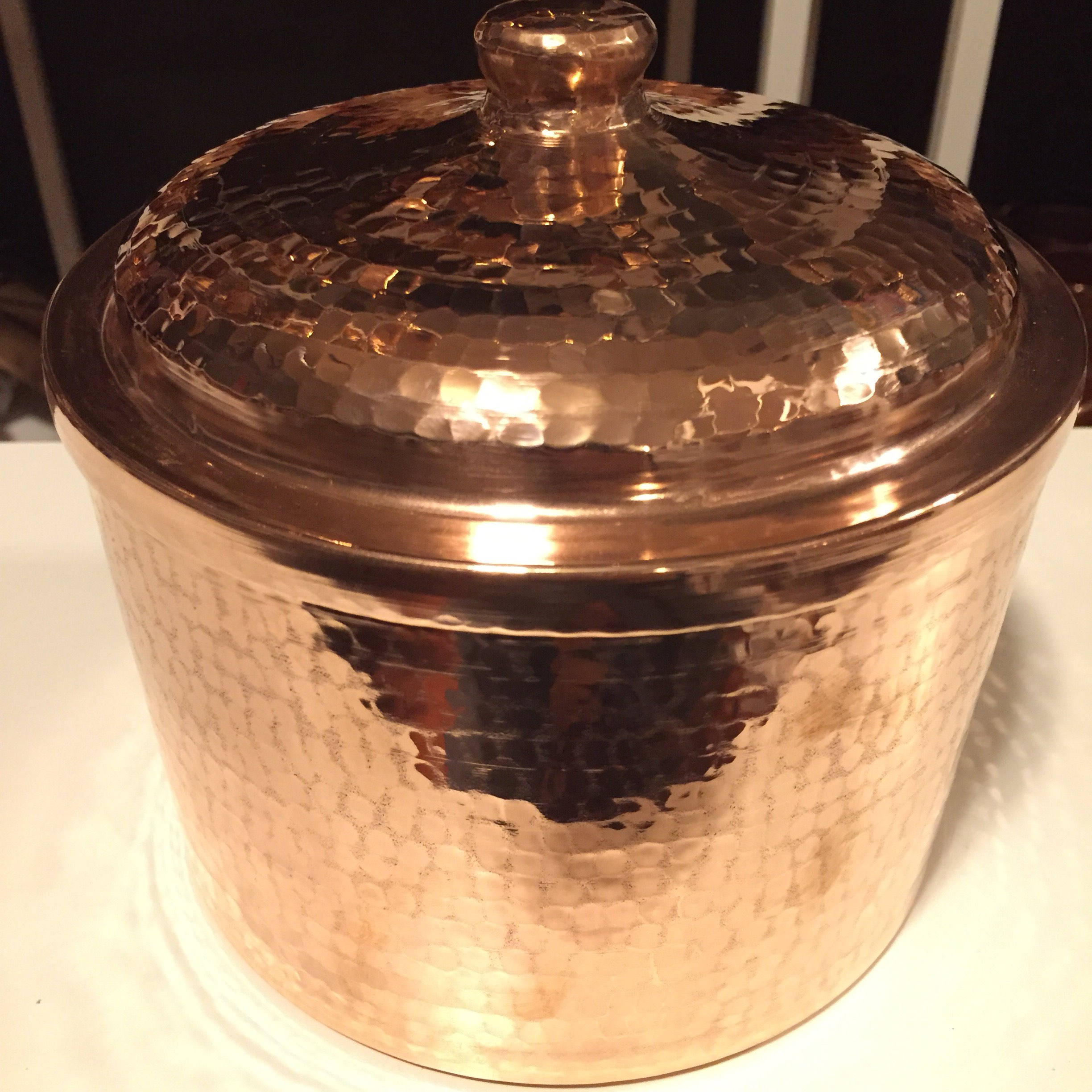 Hammered Copper Canister with Lid (6x6)