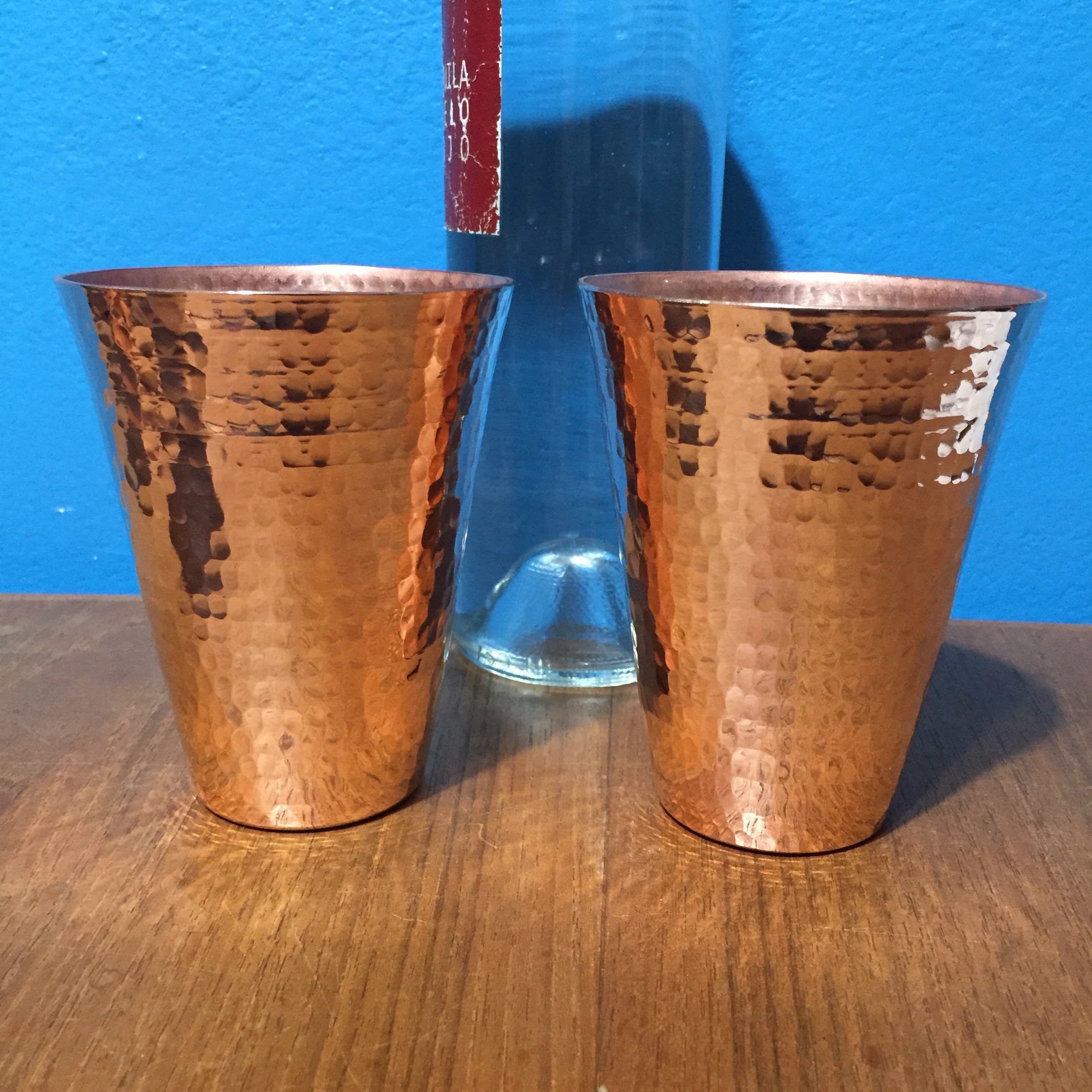 2-pack of handcrafted heavy gauge hammered copper 14oz water cup ...