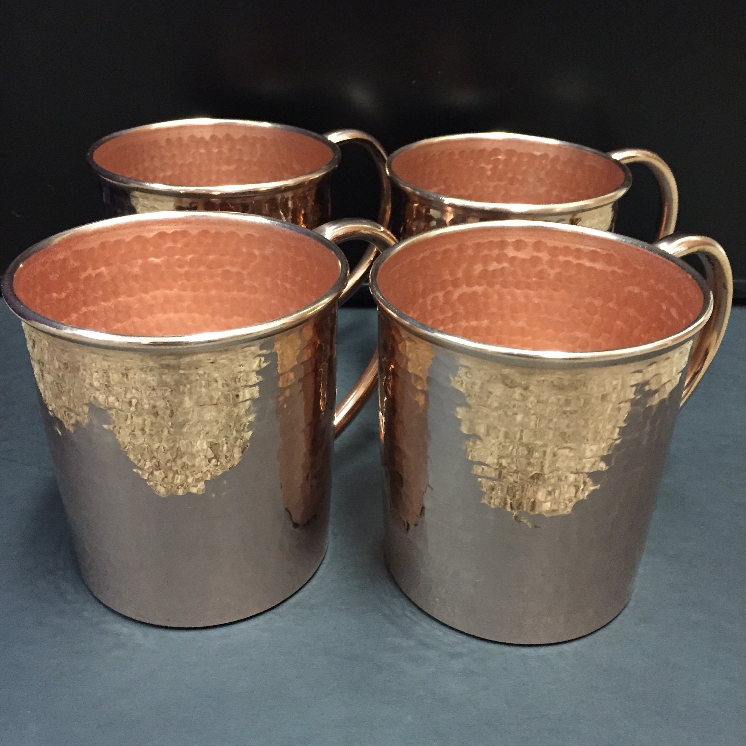4-pack of 16oz Moscow Mule Copper Mugs, hammered