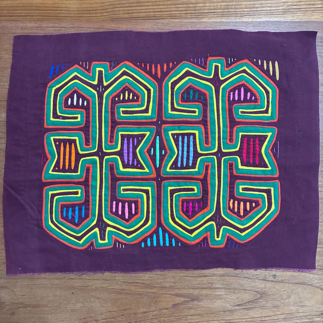 Authentic Guna (kuna) Mola Textile Art Panel - Hand-stitched Reverse ...