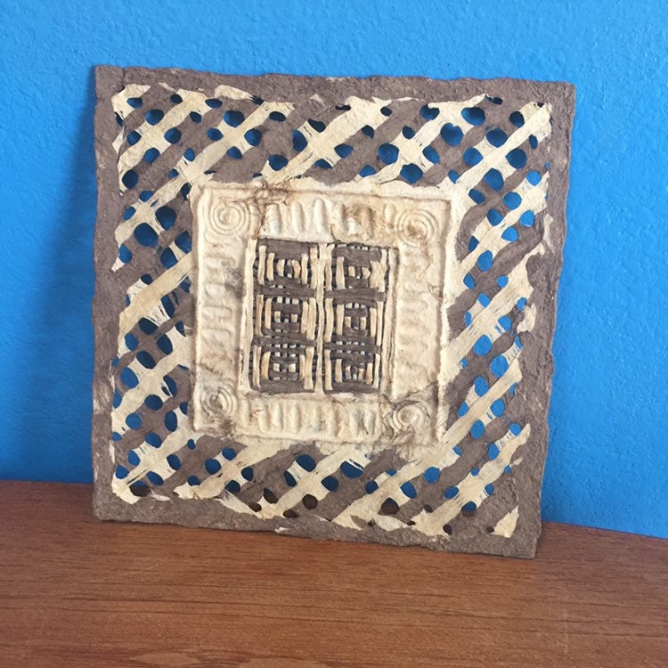 Handmade Amate Paper Wall Art with woven design