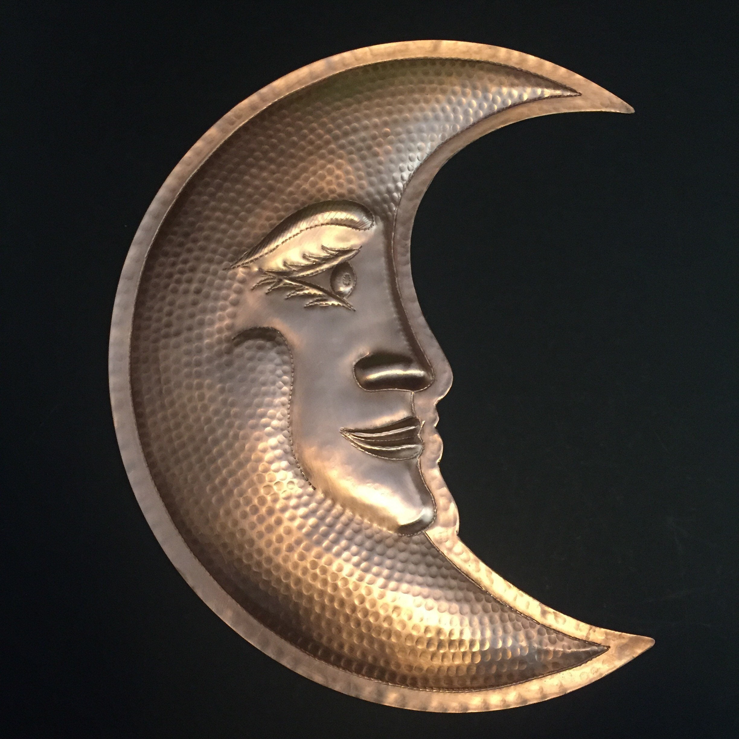 Handcrafted hammered copper 12 moon wall decor