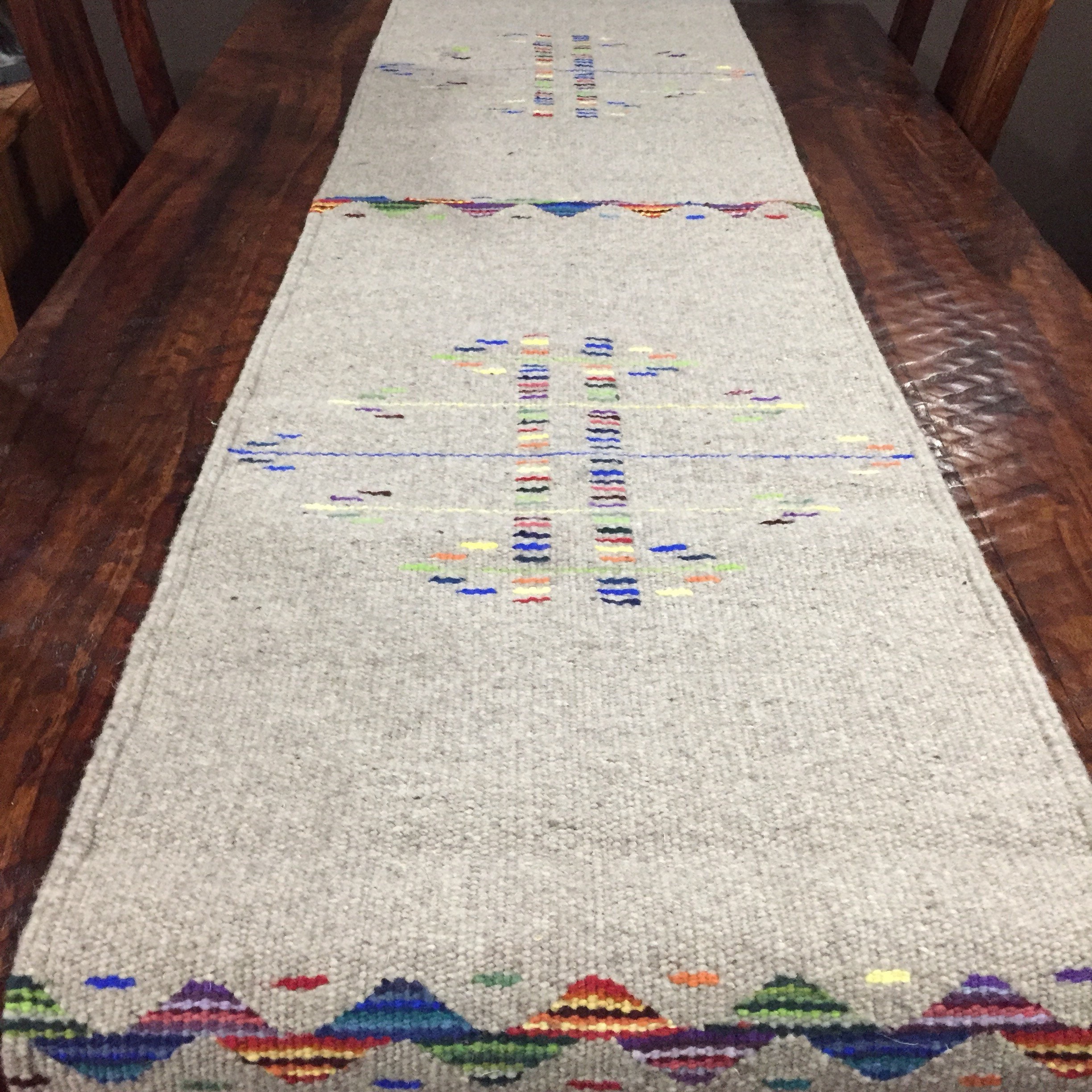 Purhépecha hand woven wool table / floor runner 77 x 19 1/2