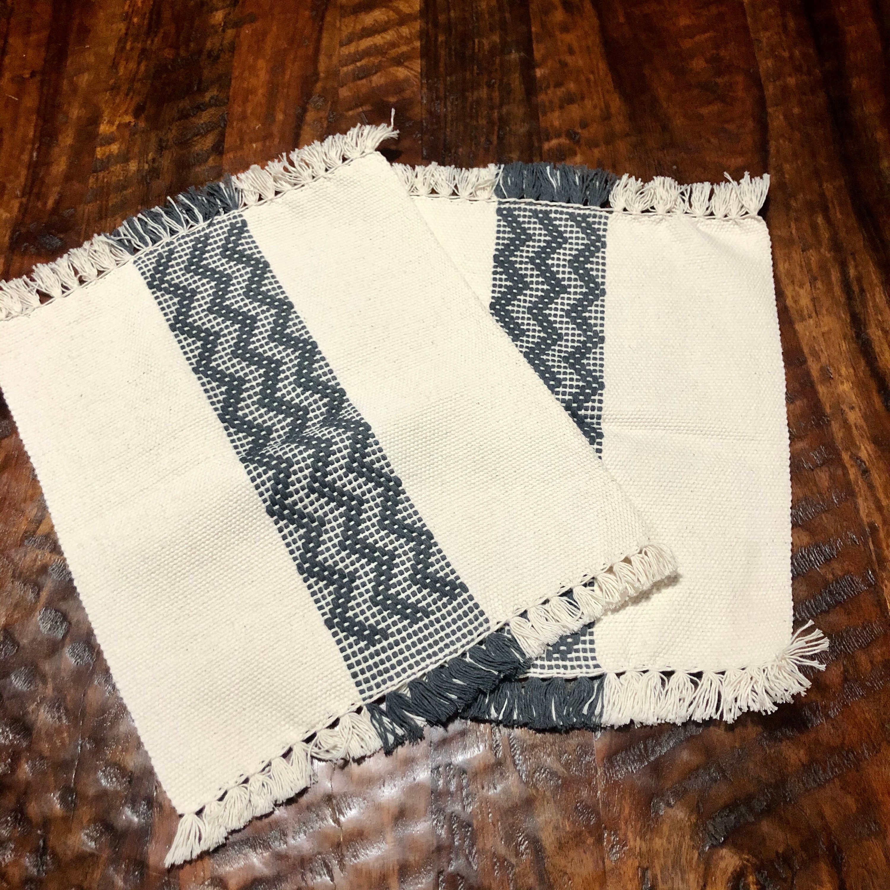 Handwoven Zapotec cotton placemats - (set of 2) - approx. 18” x 14” (w x h)