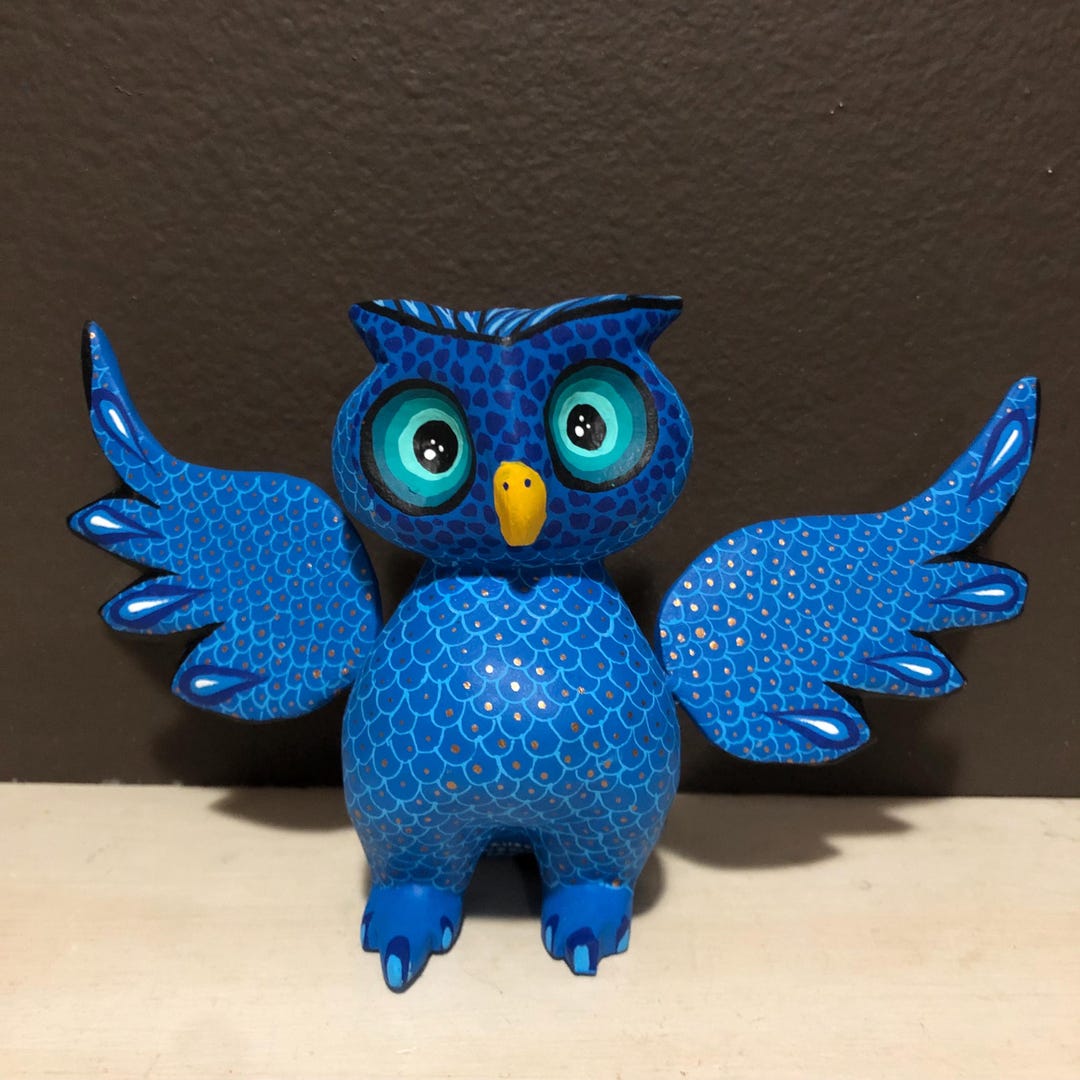 Hand Carved Wood Alebrije Owl by Zeny Fuentes and Reyna Pina - Etsy