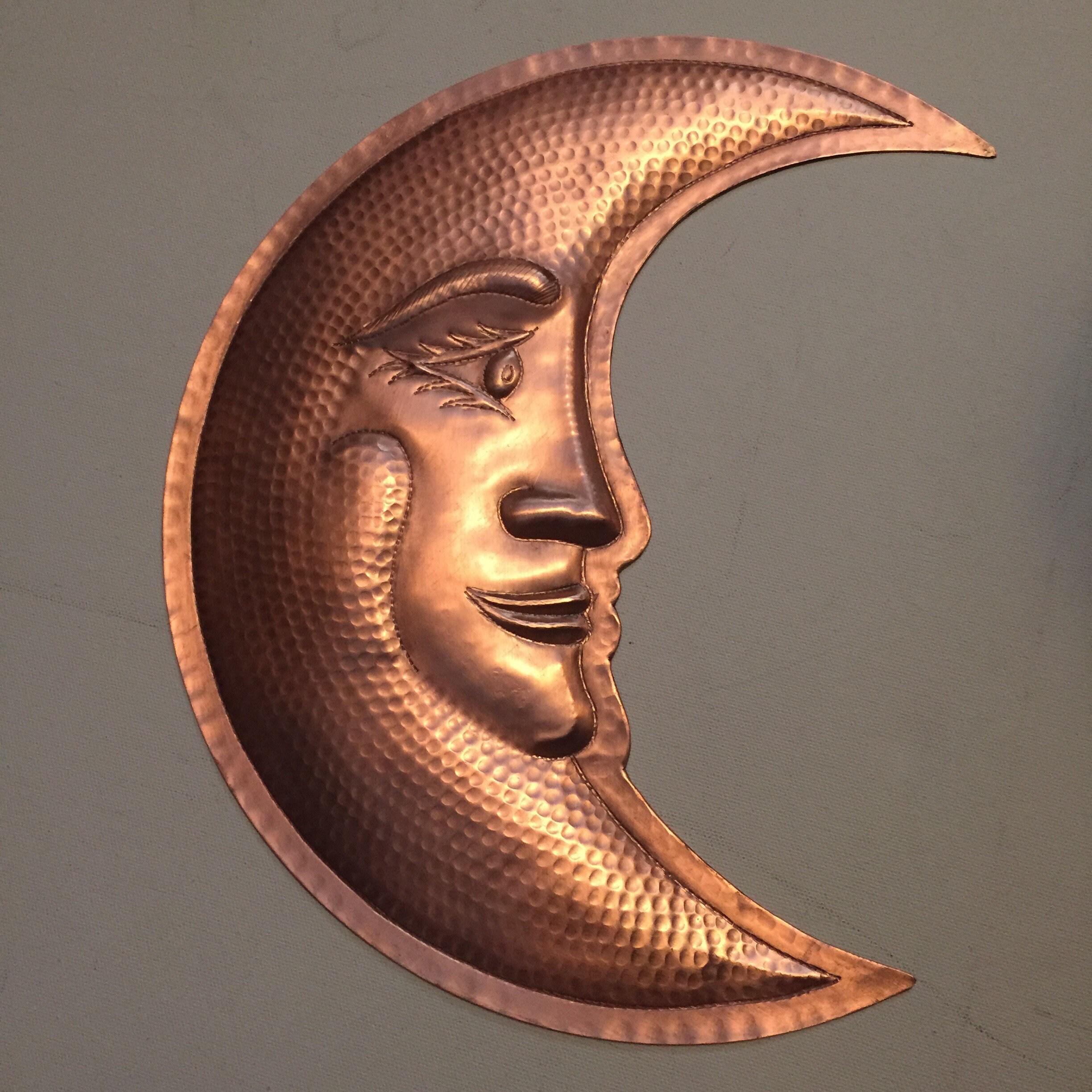 Handcrafted hammered copper 12 moon wall decor