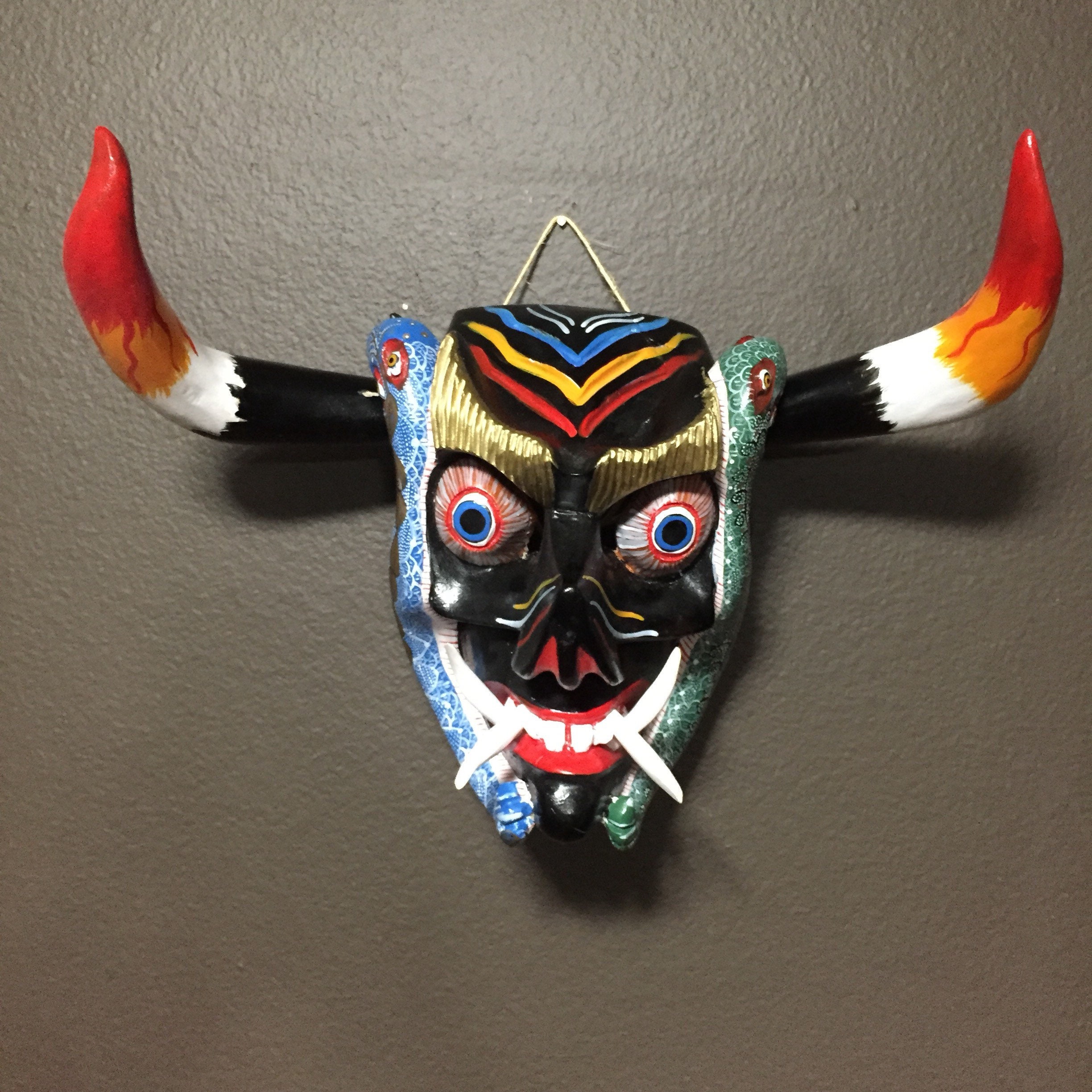 Medium Size Mexican Decorative Indigenous Diablo Devil Hand Carved Wood ...