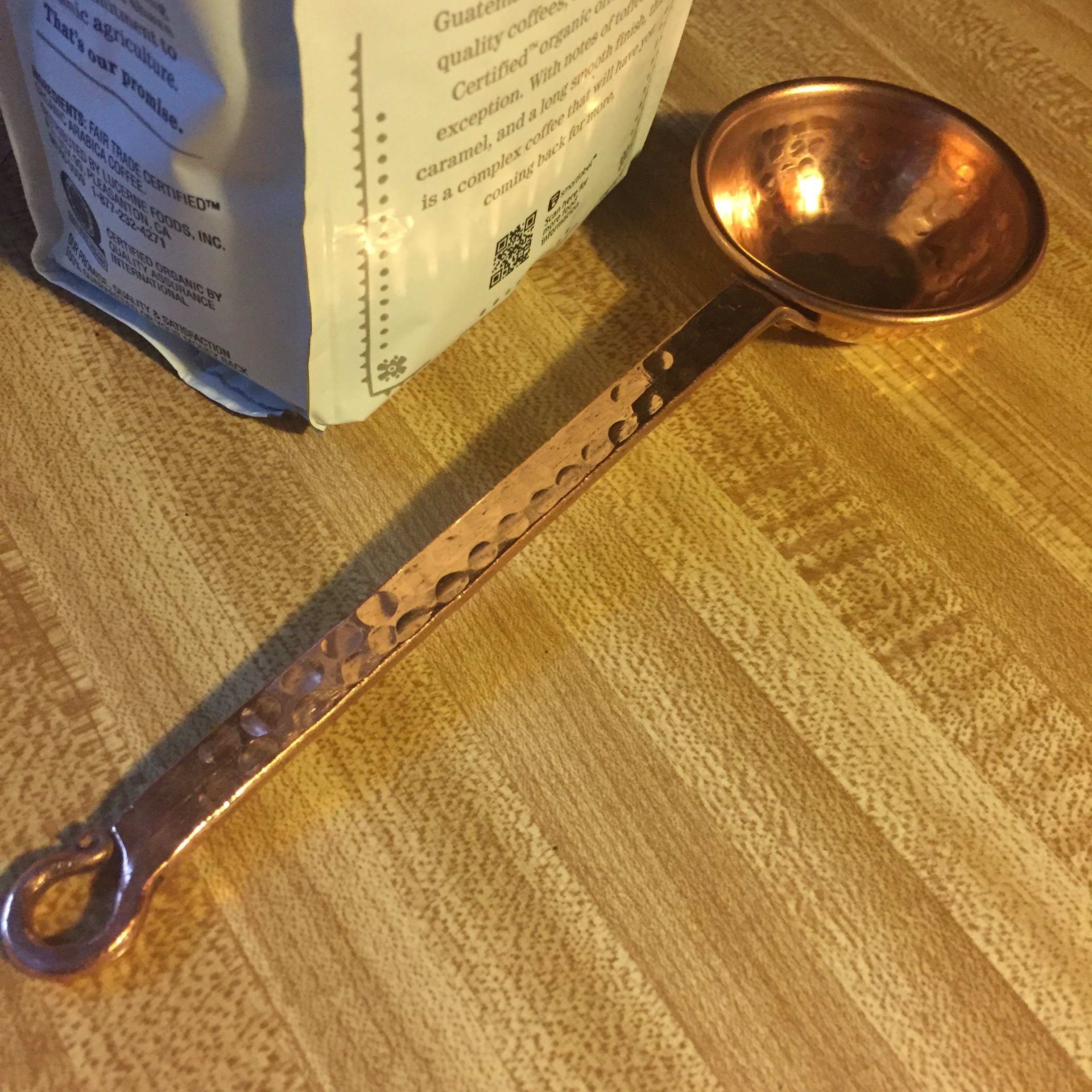Hammered copper 1oz coffee scoop measuring spoon (2 tablespoons)