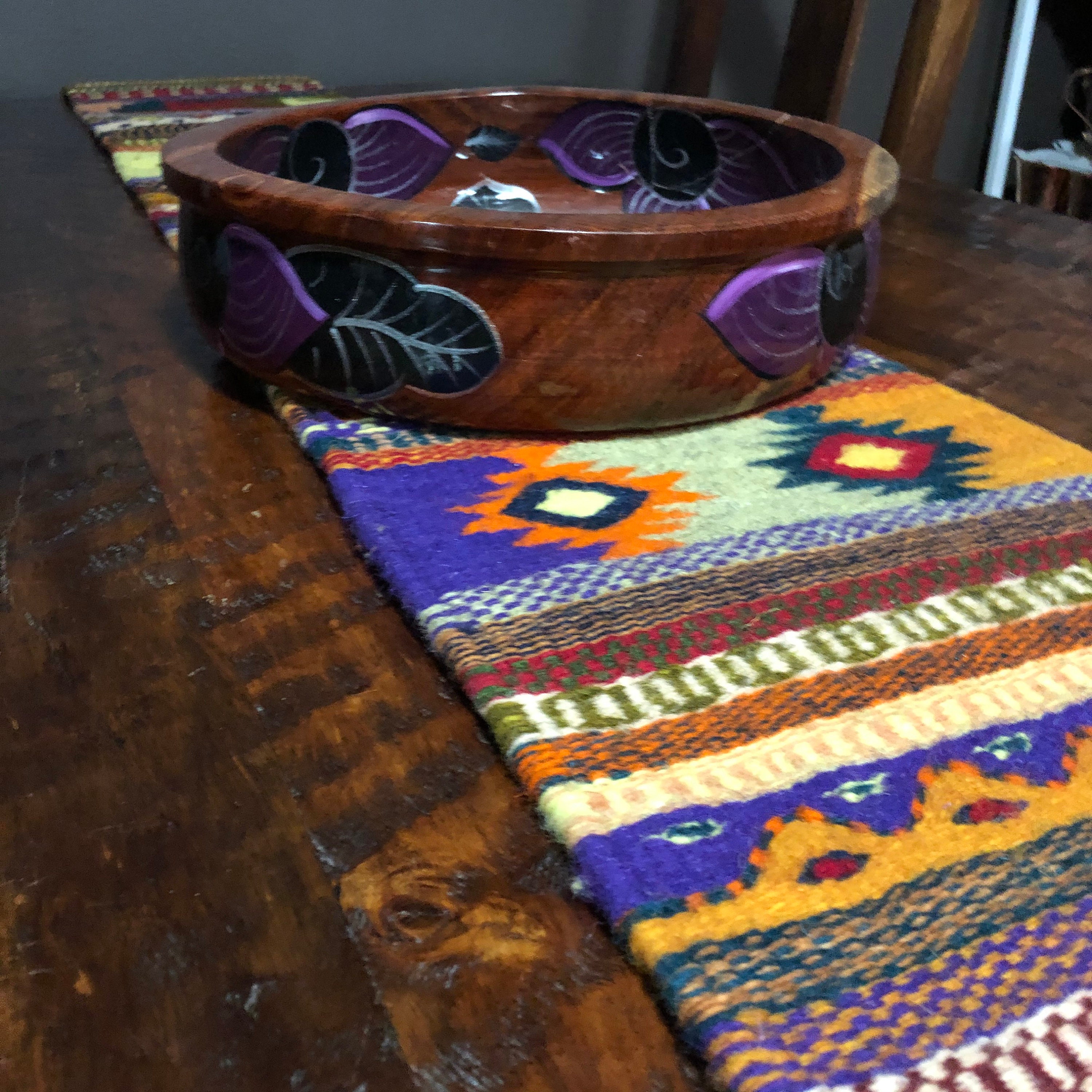 Zapotec hand woven merino wool table runner 79” x 9 3/4”