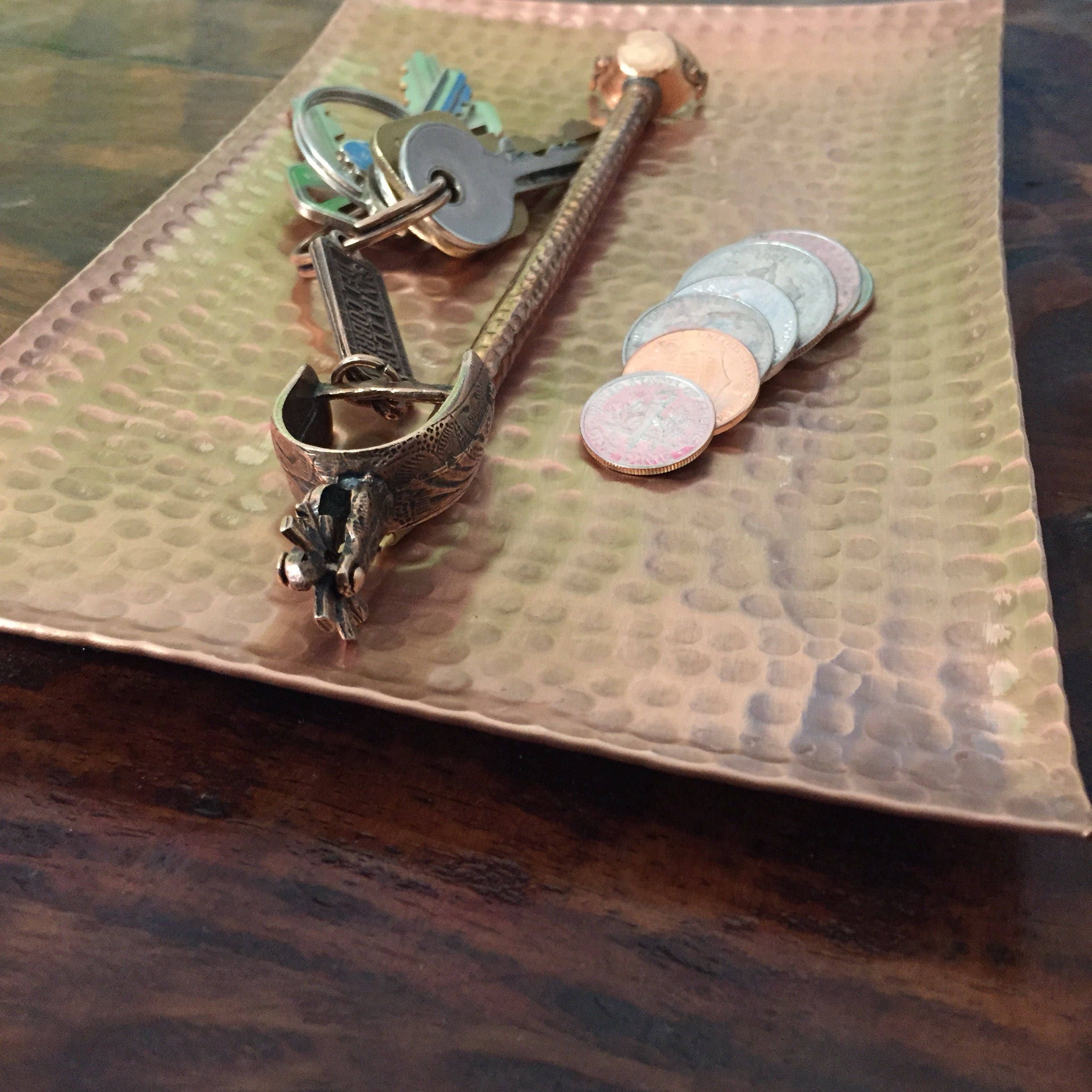 Pure Hammered Copper Valet Tray - 8 x 5