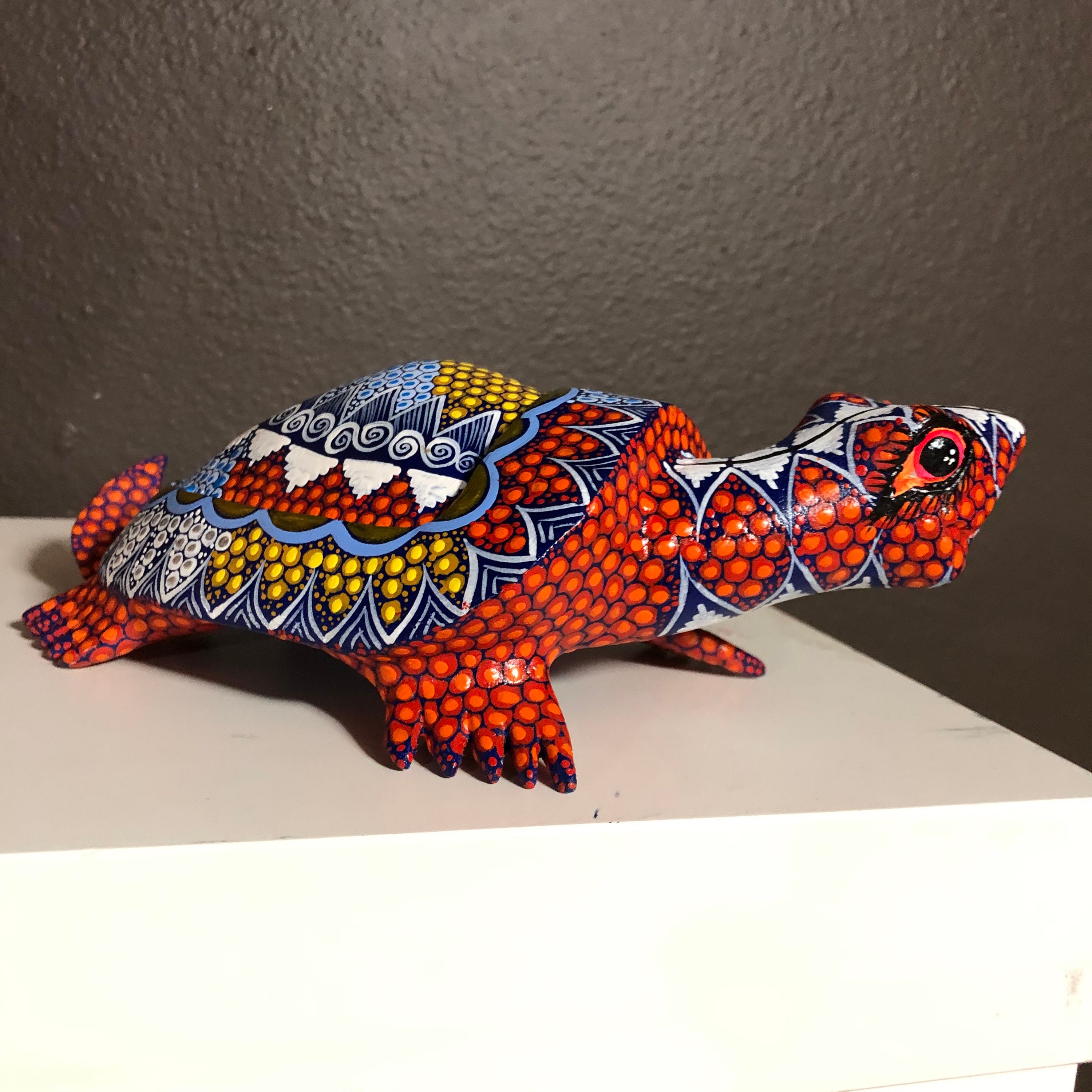 Alebrije Red and Blue Turtle Wood Carving by Roberto and Esperanza ...