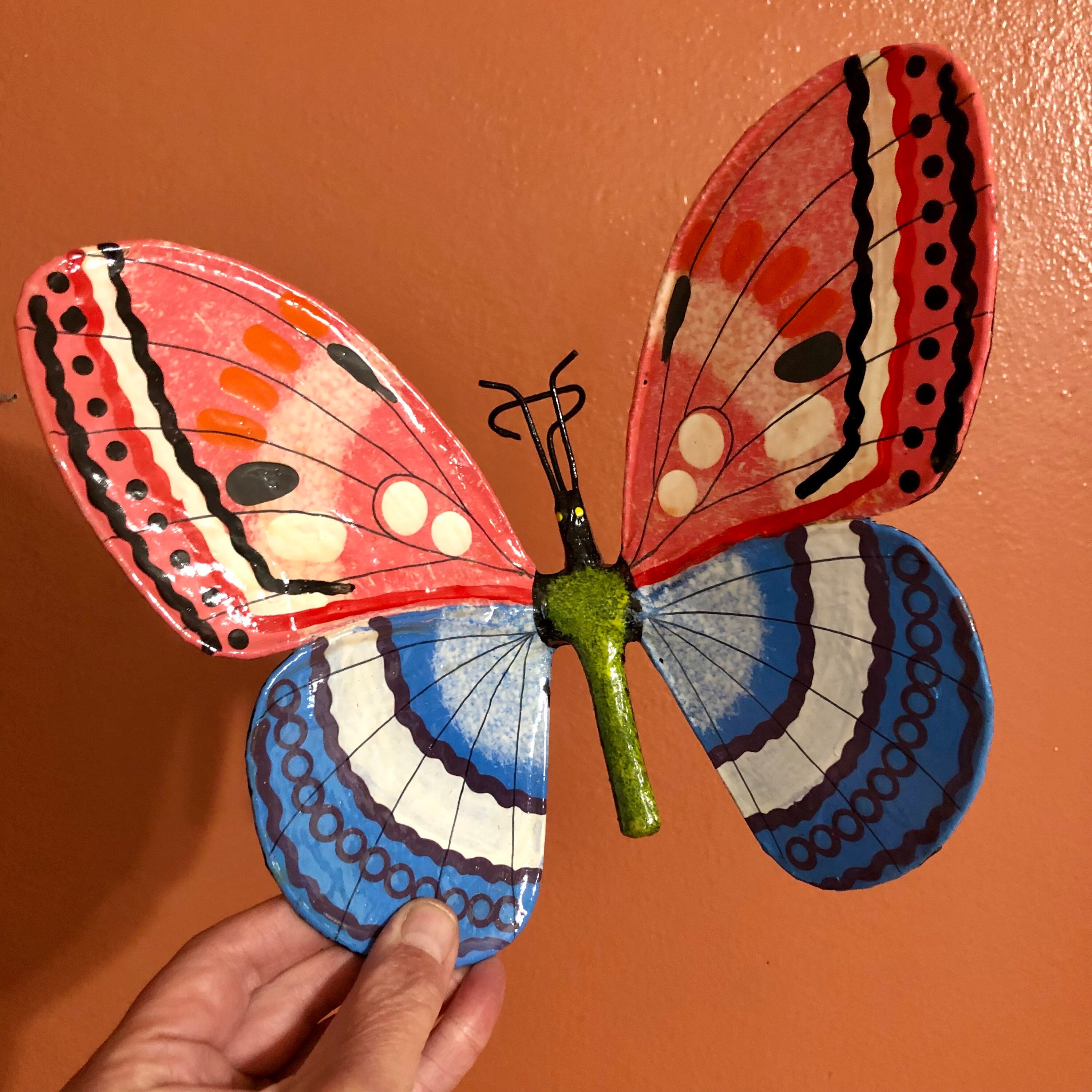 Large Paper Maché Butterfly Wall Ornament from Izamal, Yucatán, Mexico