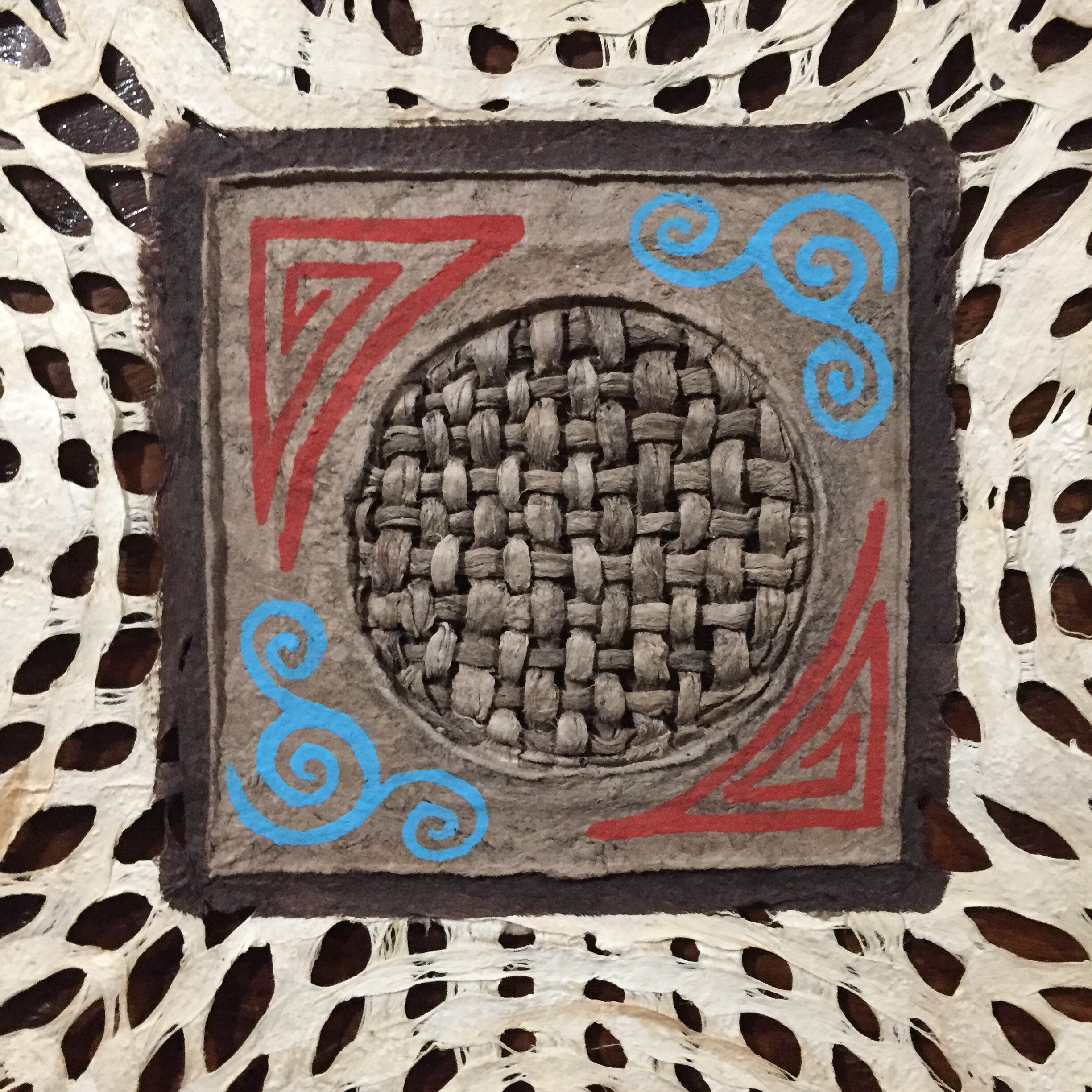 Handmade Amate Paper Wall Art with woven square