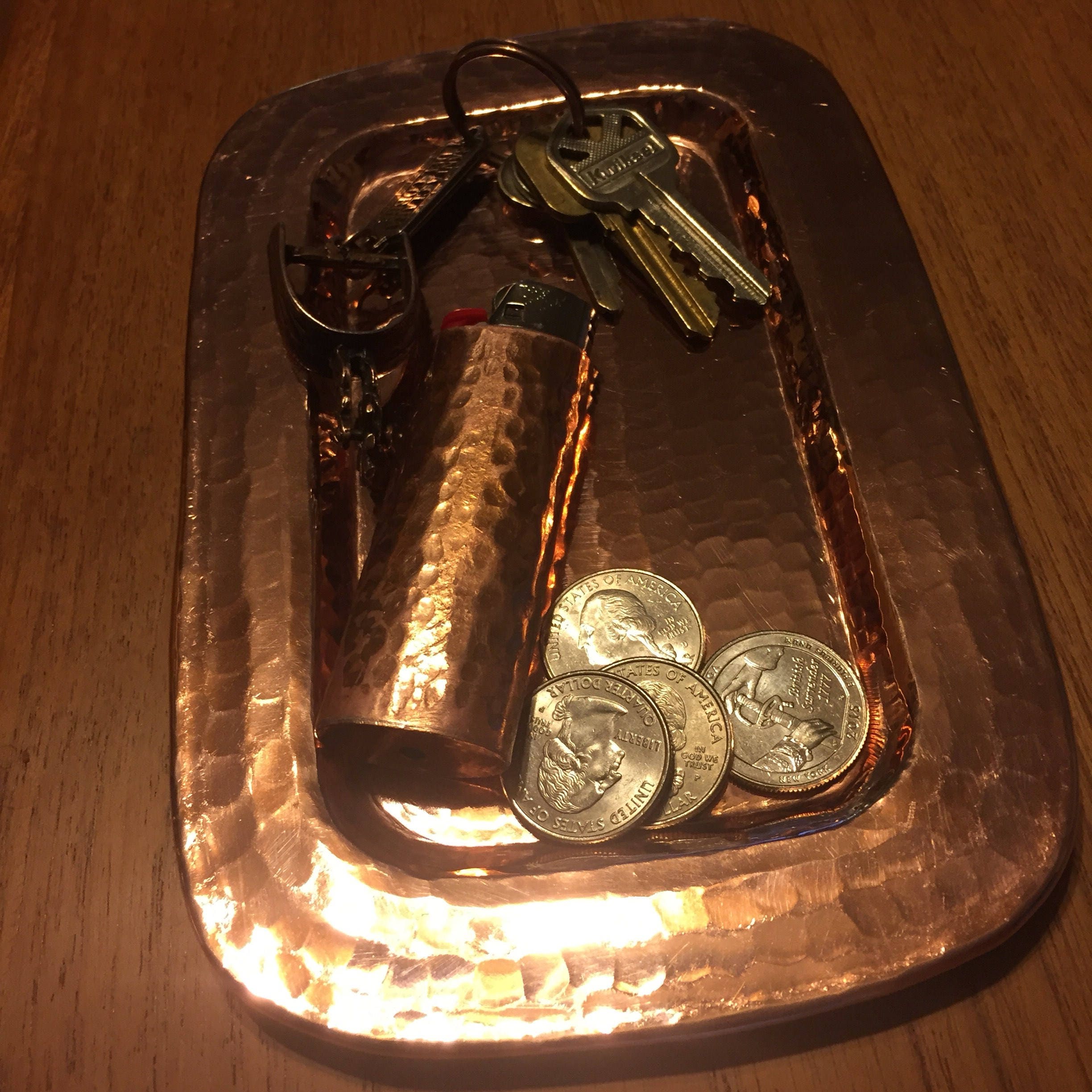 Hammered Copper Valet Tray - 7 1/2 x 5