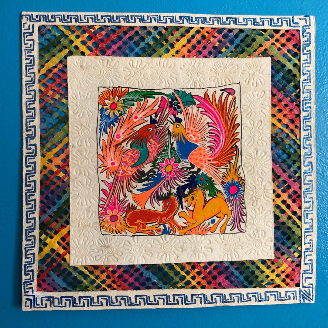 Handmade Amate Bark Paper Wall Art: Colorful Animal Design - Etsy