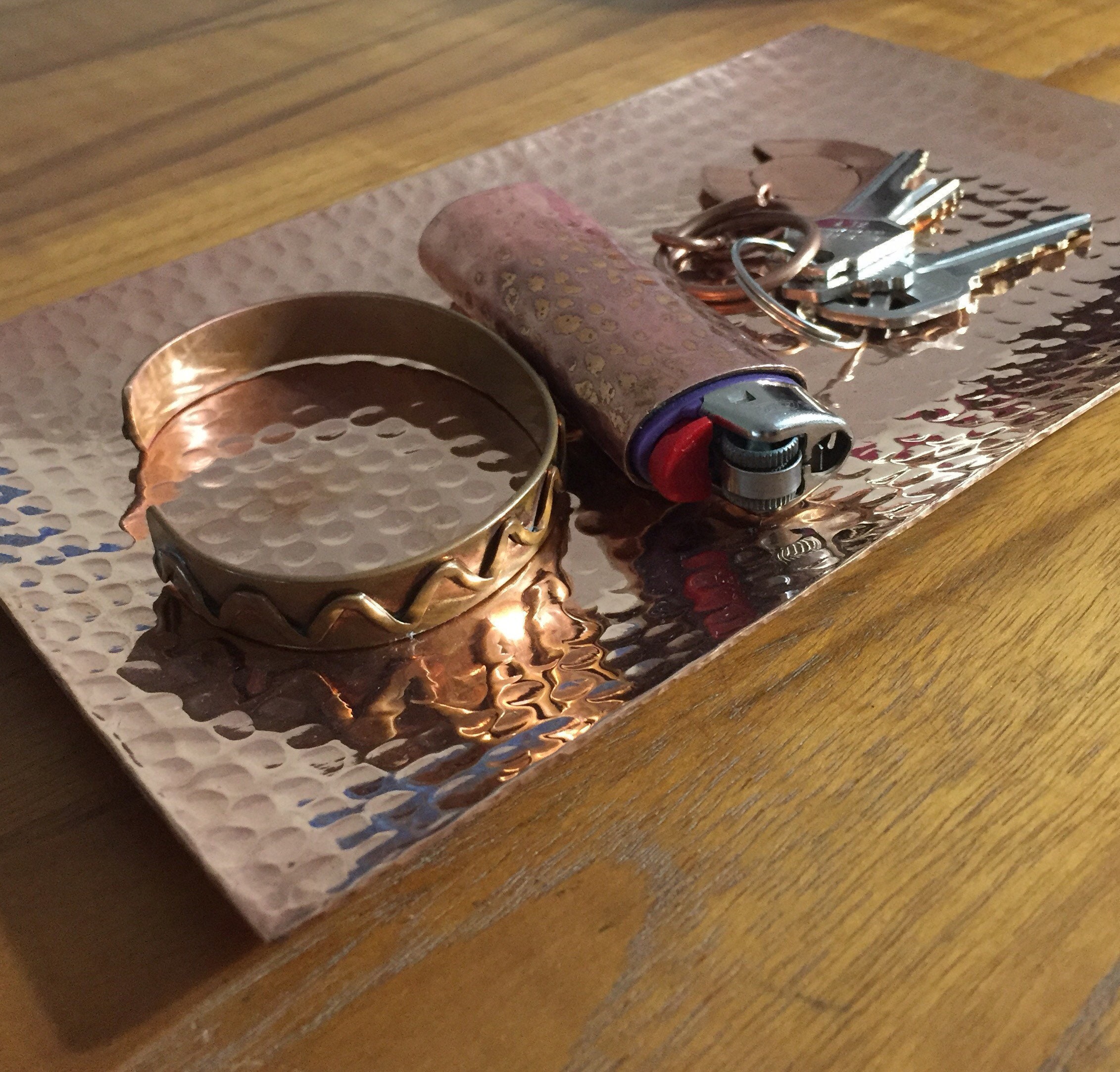 Pure Hammered Copper Valet Tray - 8 x 5