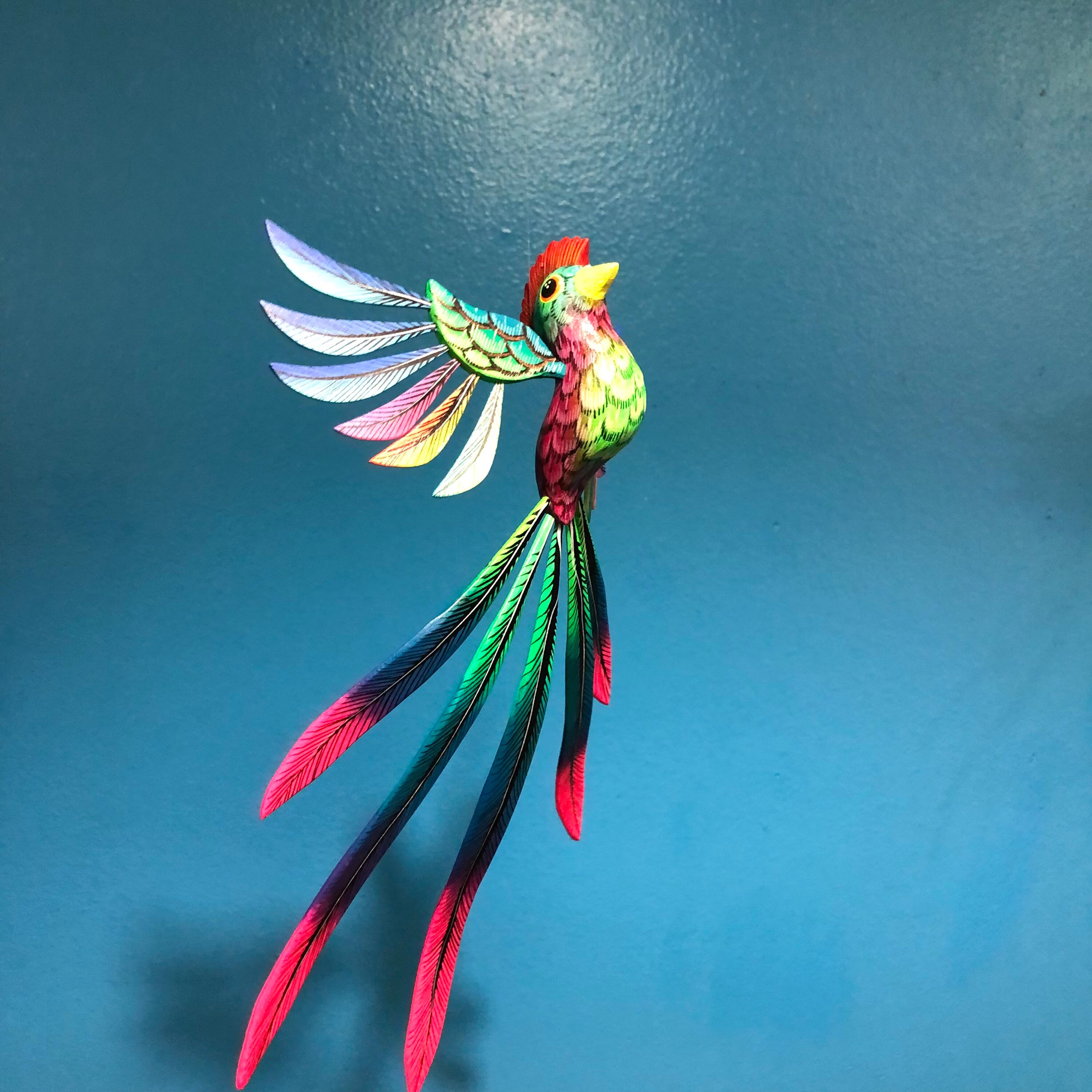 Alebrije Exotic Quetzal Bird Wood Carving by Roberto and Esperanza Martinez