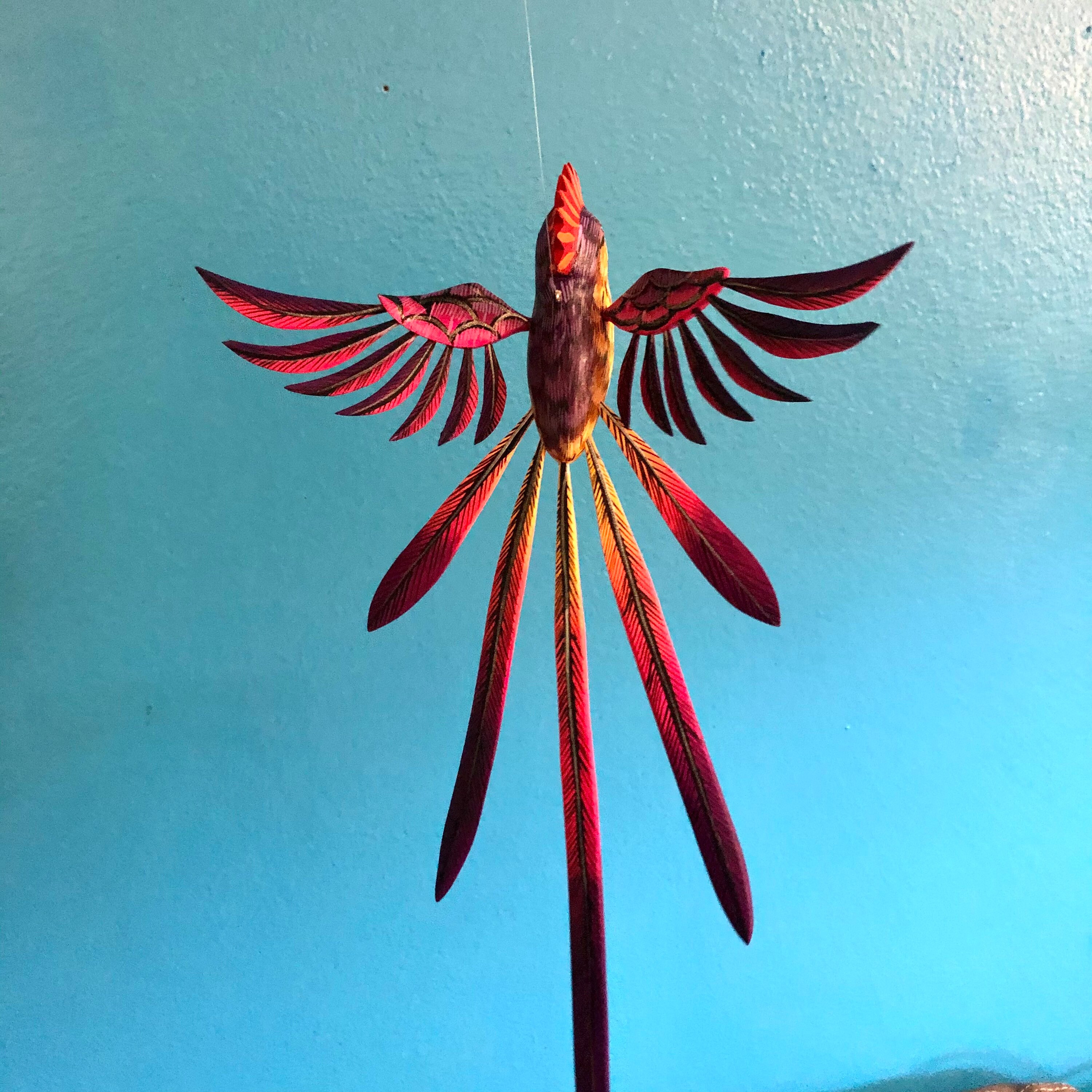Alebrije Exotic Quetzal Bird Wood Carving by Roberto and Esperanza Martinez