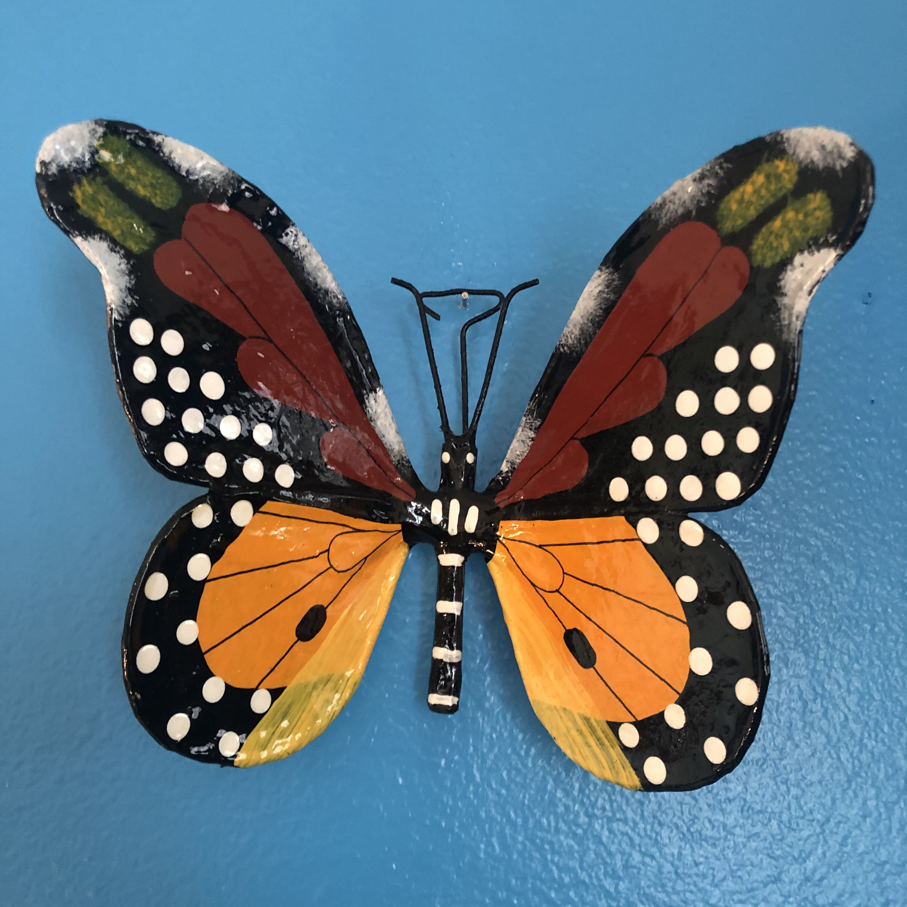 Medium Paper Maché Butterfly Wall Ornament from Izamal, Yucatán, Mexico