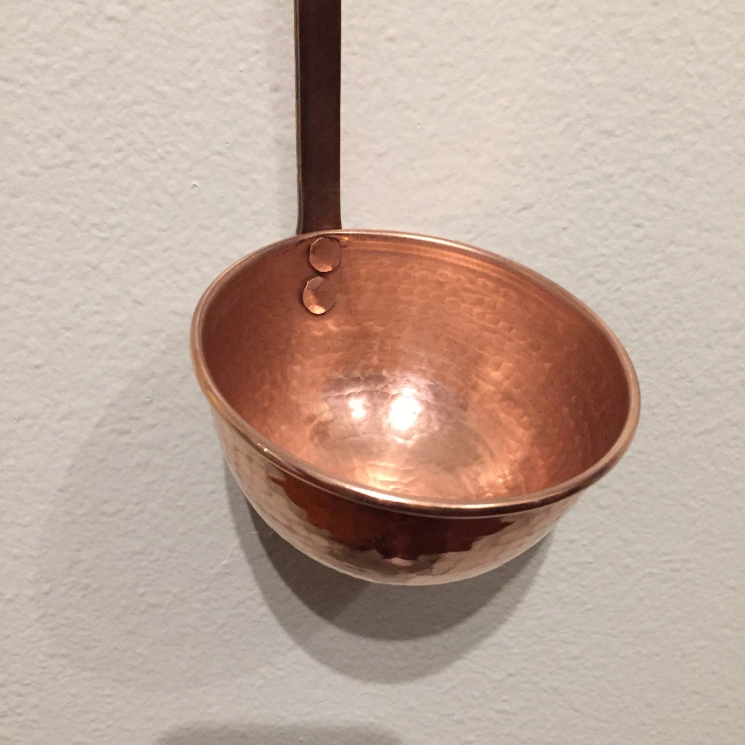 Pure Copper Ladle, hammered, 3 1/2 diameter, 9 1/2 handle