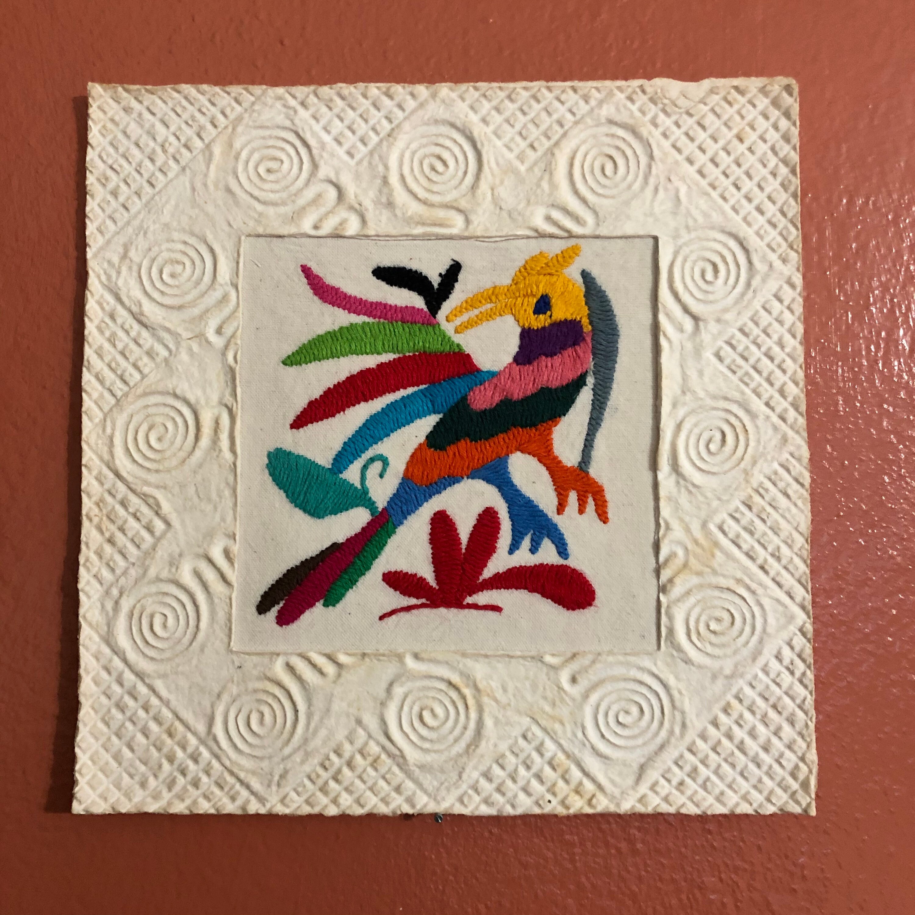 Amate Bark Paper Wall Art with Otomí Embroidered Designs
