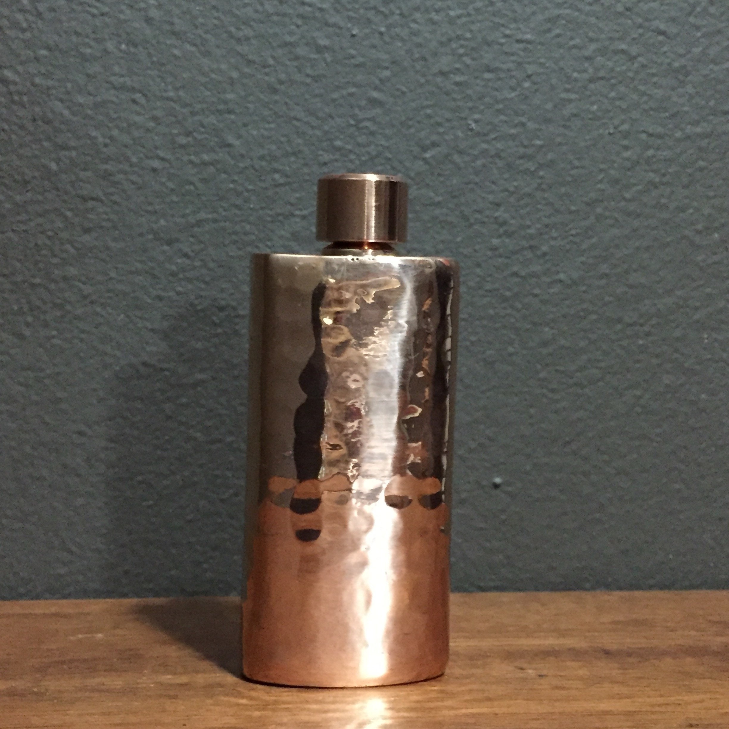Handcrafted 4oz hammered copper flask with screwtop