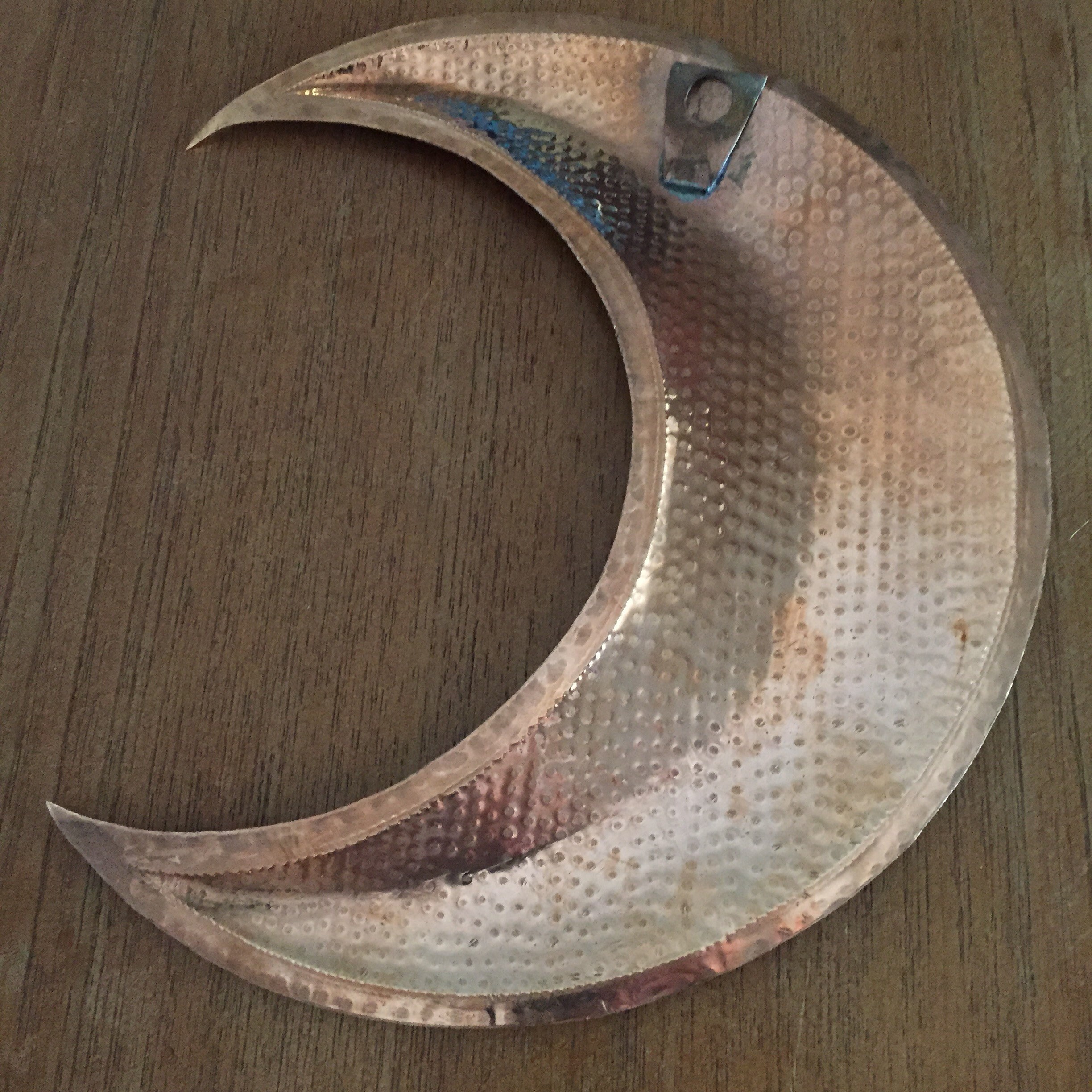Handcrafted Pure Hammered Copper Crescent Moon 7x8