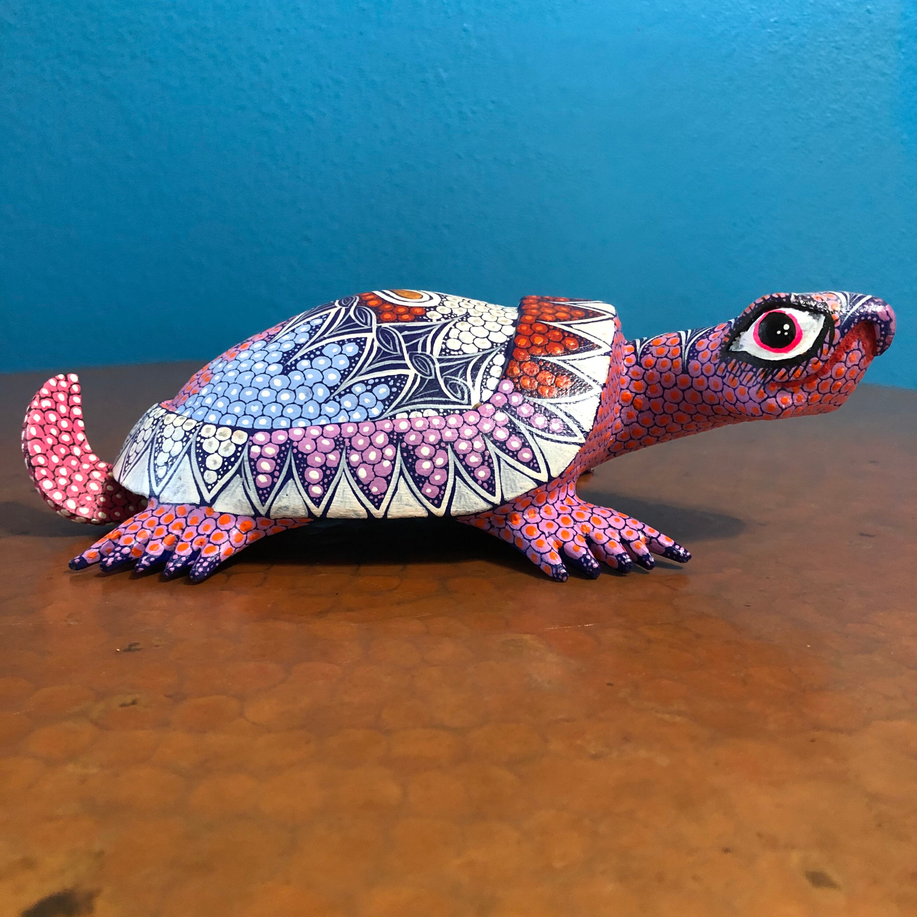 Alebrije Turtle Wood Carving by Esperanza Martinez from Oaxaca, Mexico.