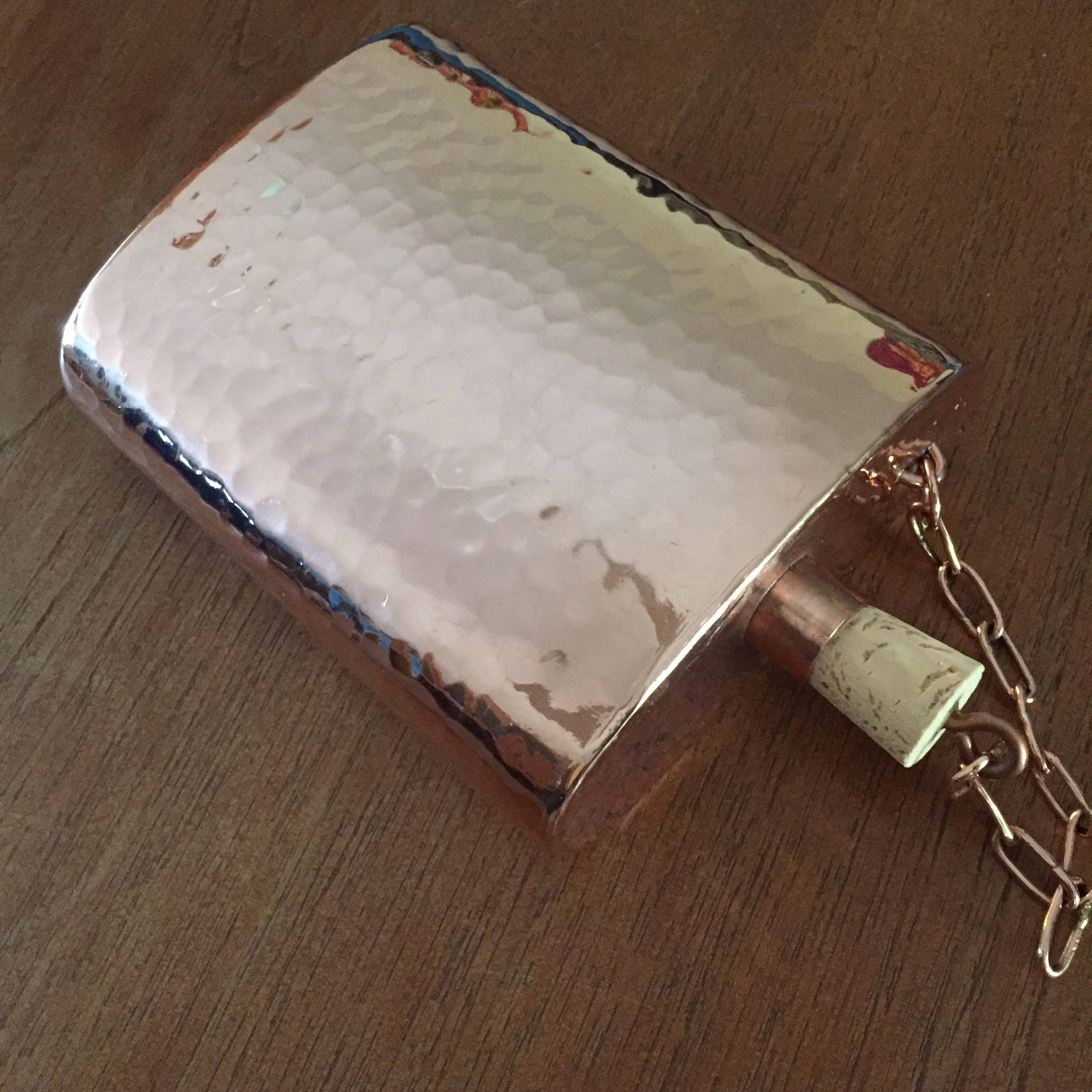 Handcrafted pure hammered copper 12oz flask