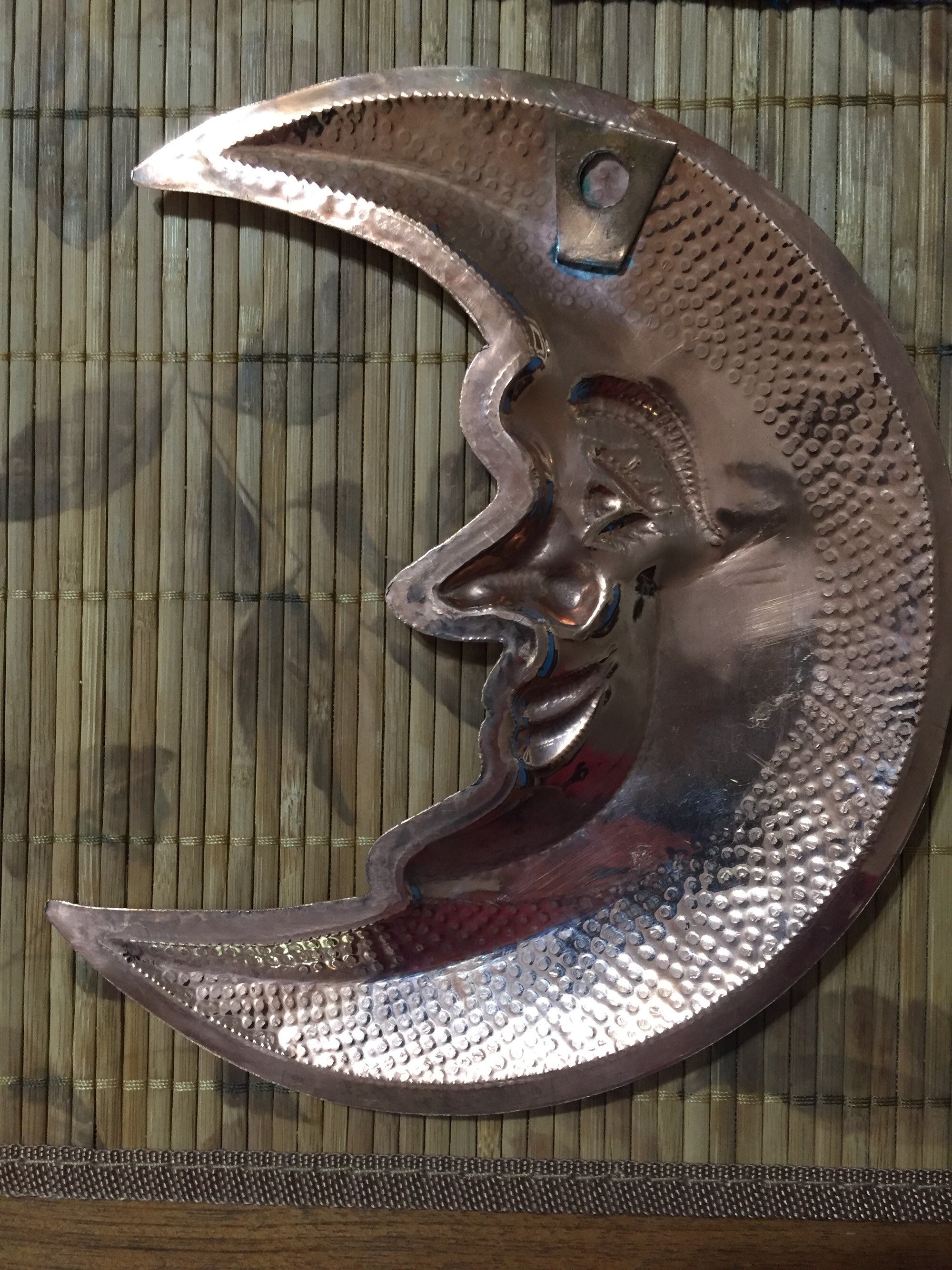 Handcrafted Pure Hammered Copper Crescent Moon 7x8