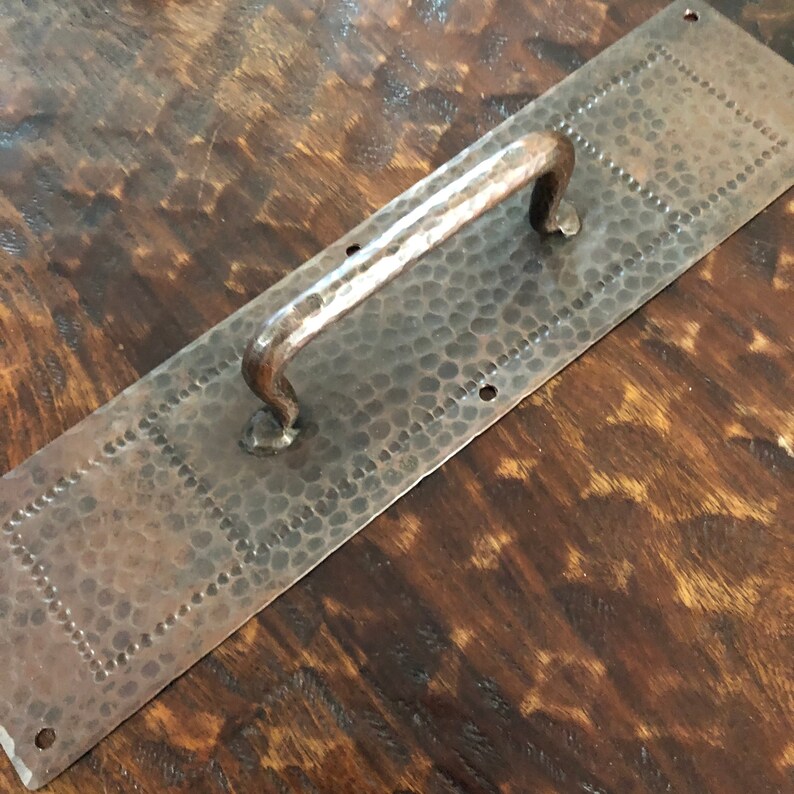 Hammered Copper Door Pull Plate With Brown Patina | Etsy