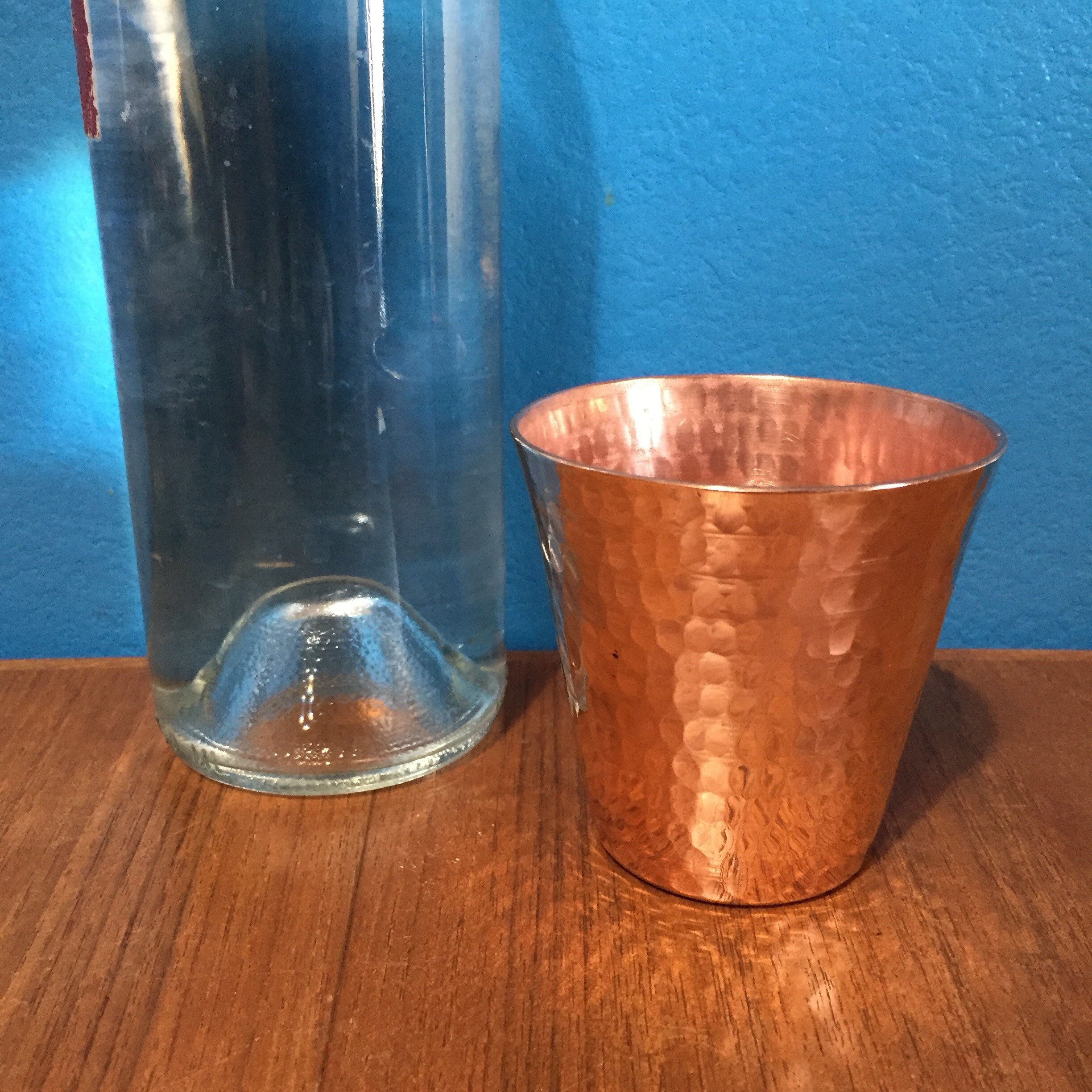 Handcrafted heavy gauge hammered copper 8oz water cup drinking glass
