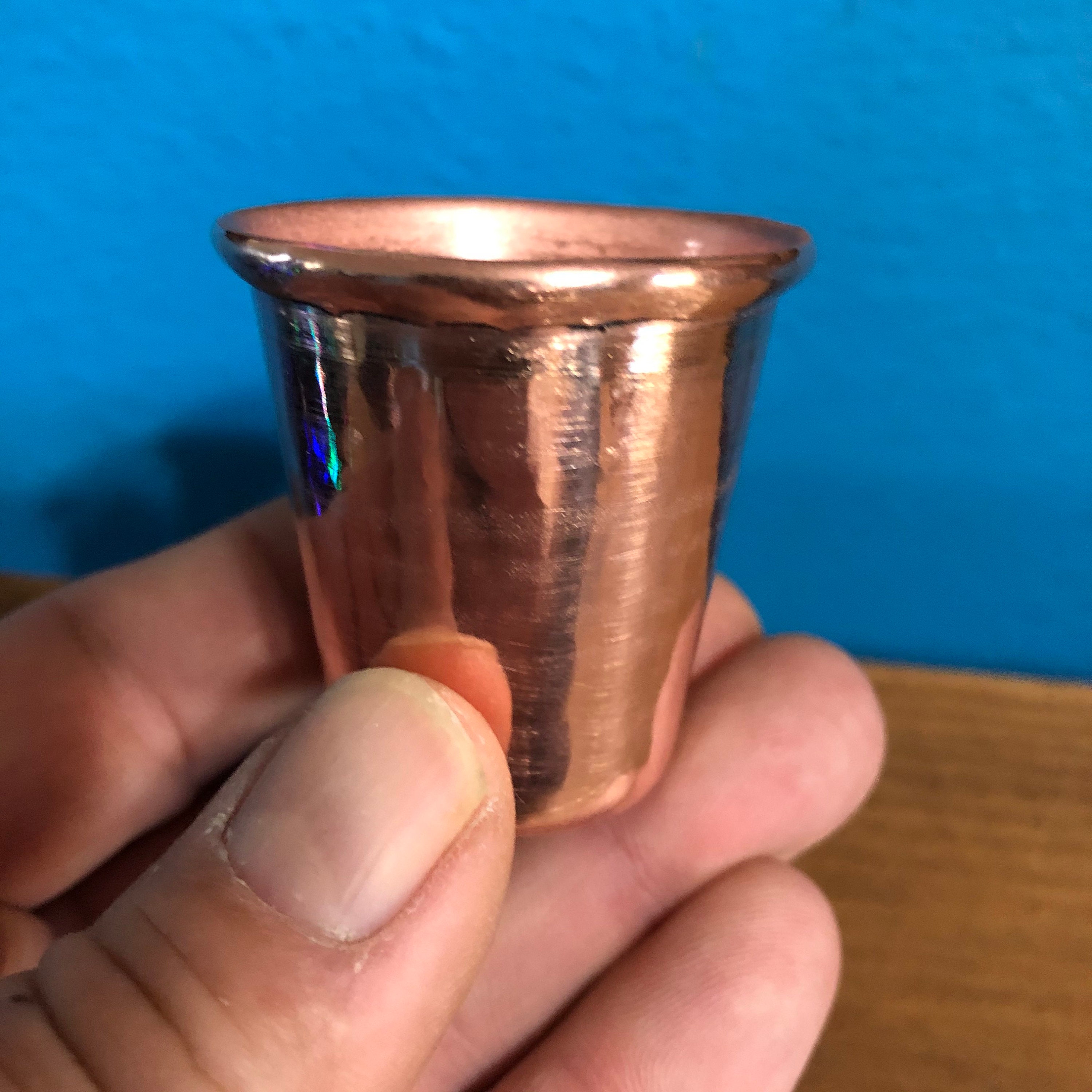 Handcrafted 1oz pure hammered copper shot glass tasting cup