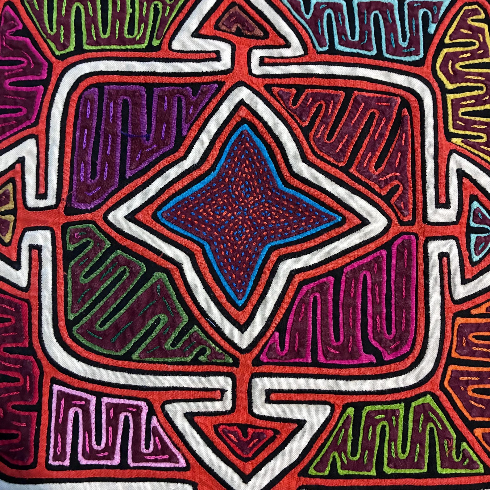 Authentic Guna (kuna) Mola Textile Art Panel - Hand-stitched Reverse ...