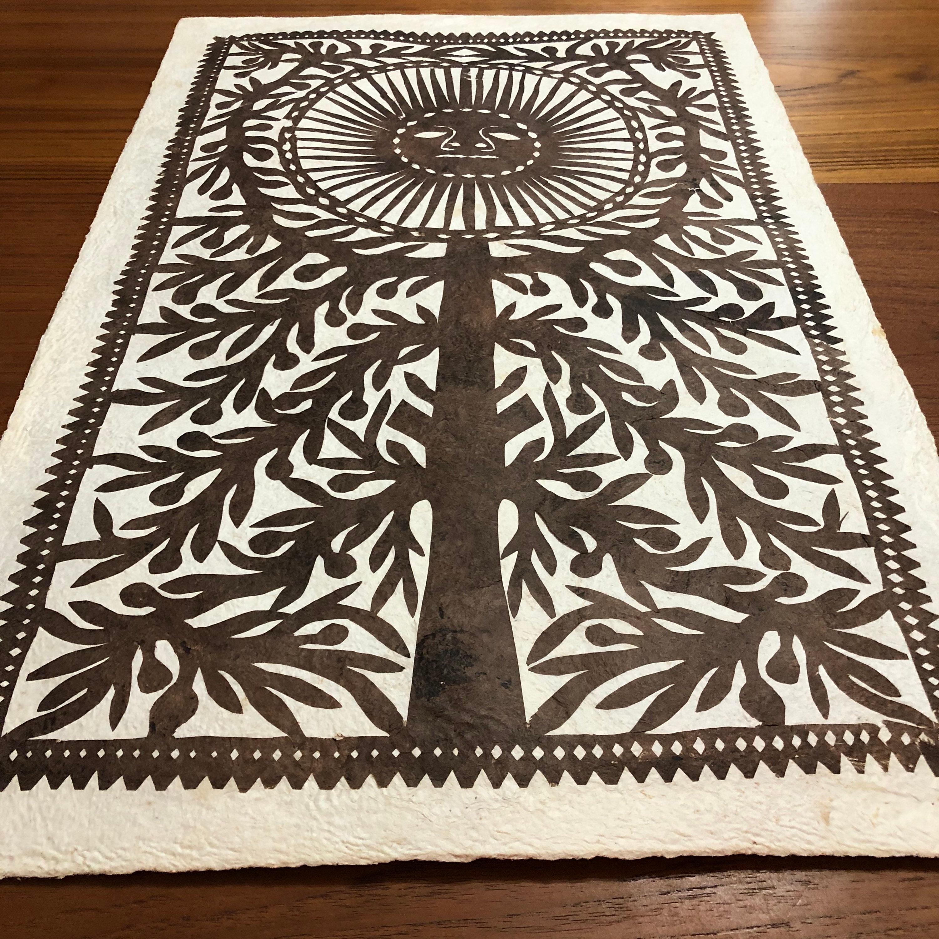 Amate Bark Paper Wall Art with Otomi Designs - 15 1/2” x 23 1/2”