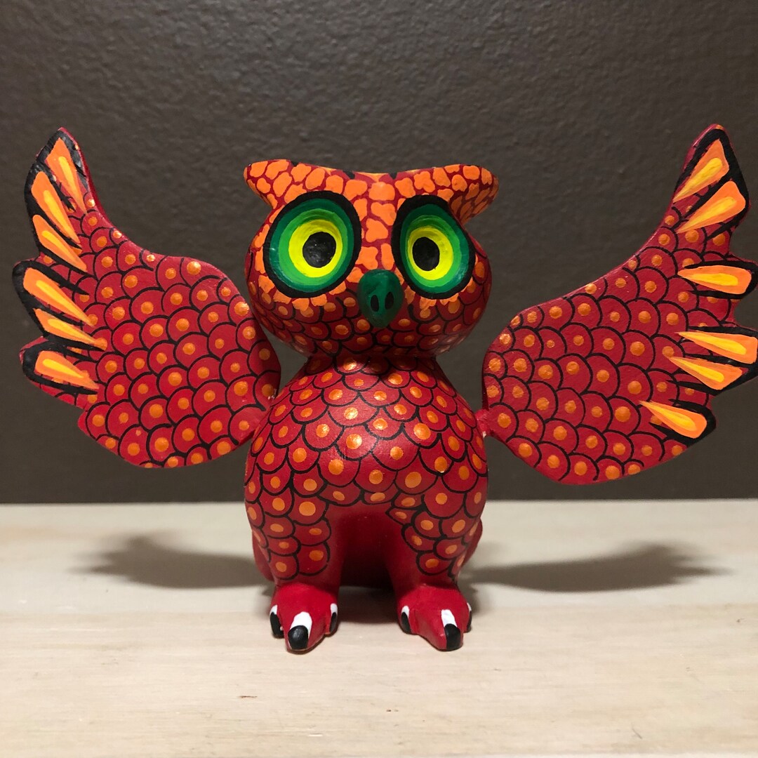 Hand Carved Wood Alebrije Owl by Zeny Fuentes and Reyna Pina - Etsy