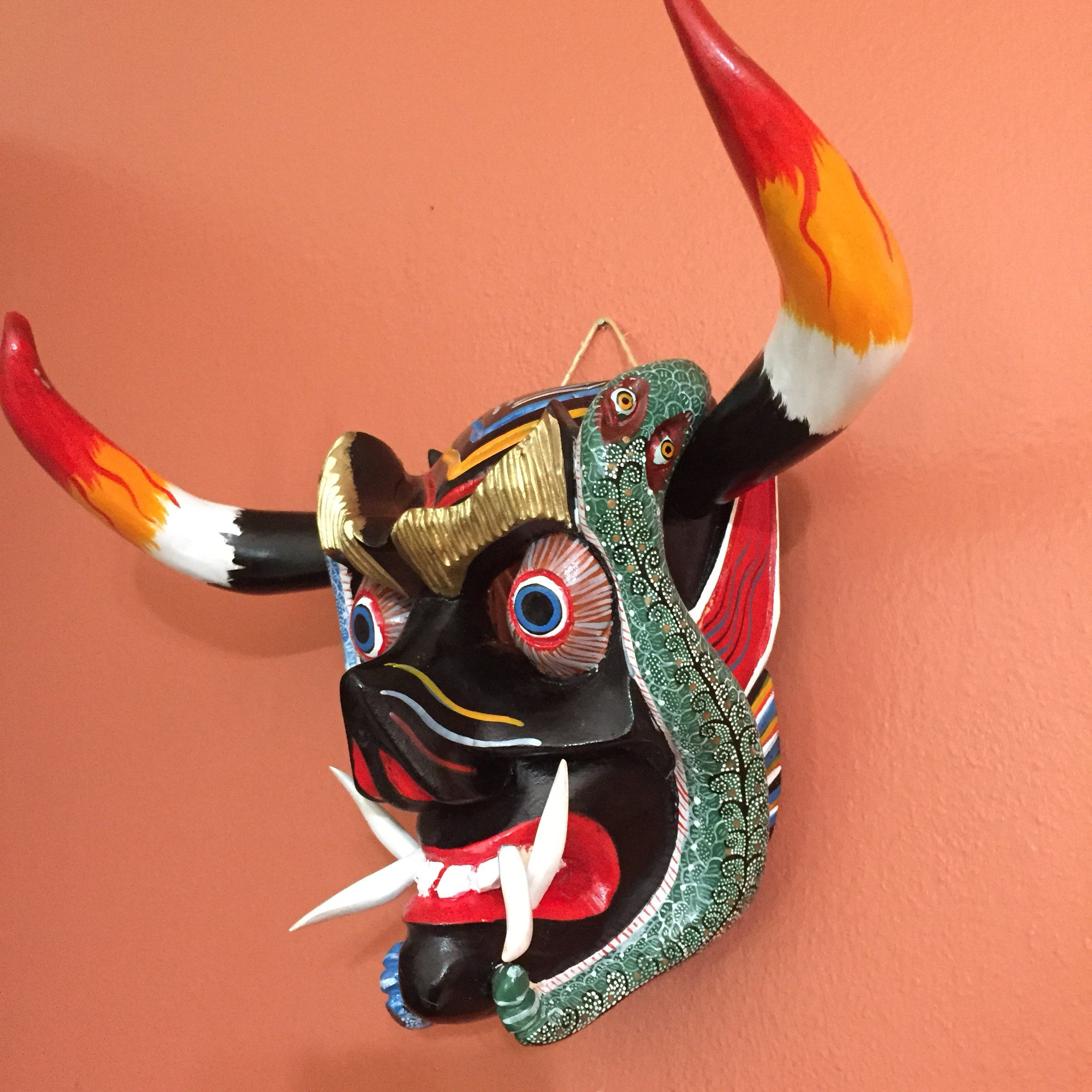 Medium Size Mexican Decorative Indigenous Diablo Devil Hand Carved Wood ...