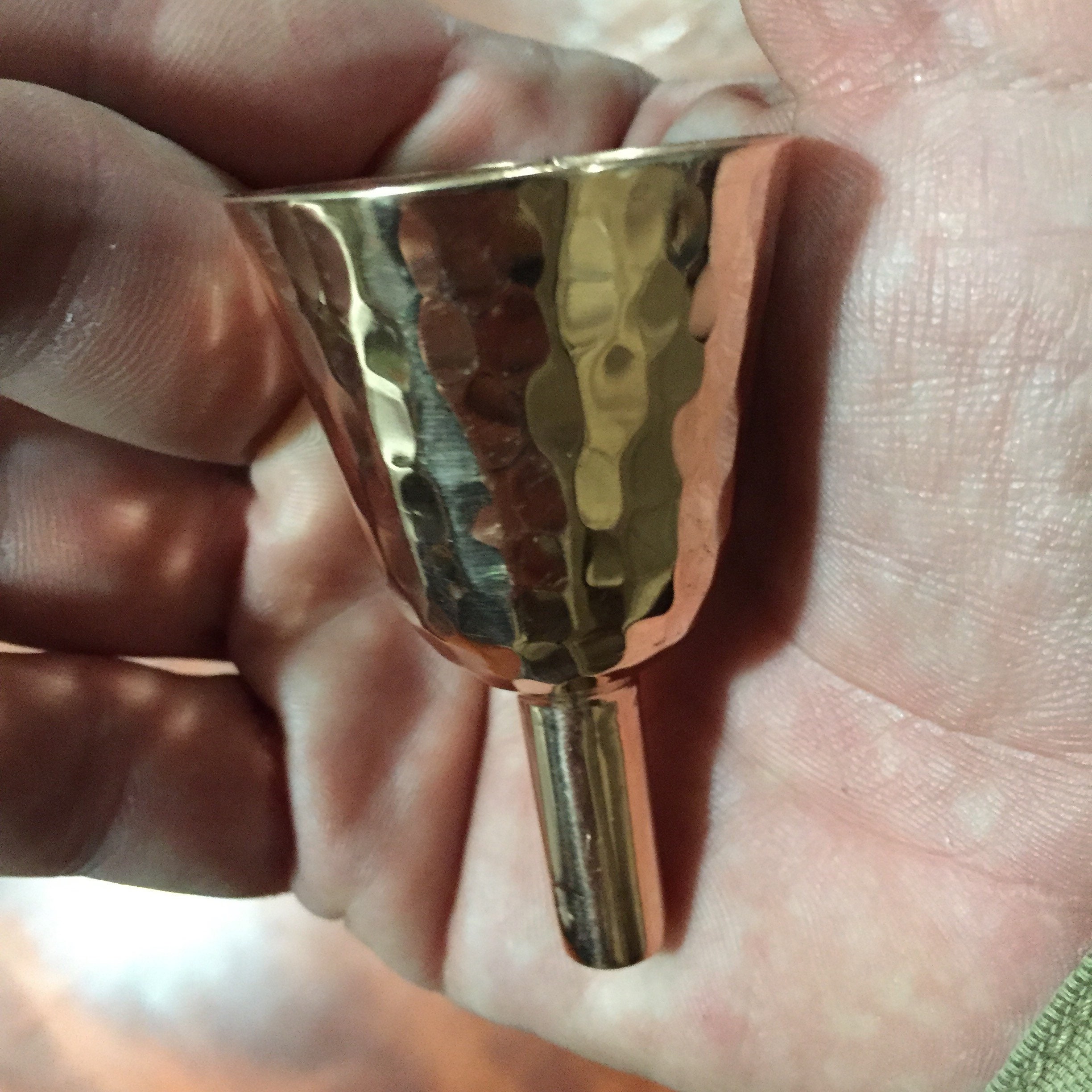 Handcrafted pure hammered copper mini flask funnel