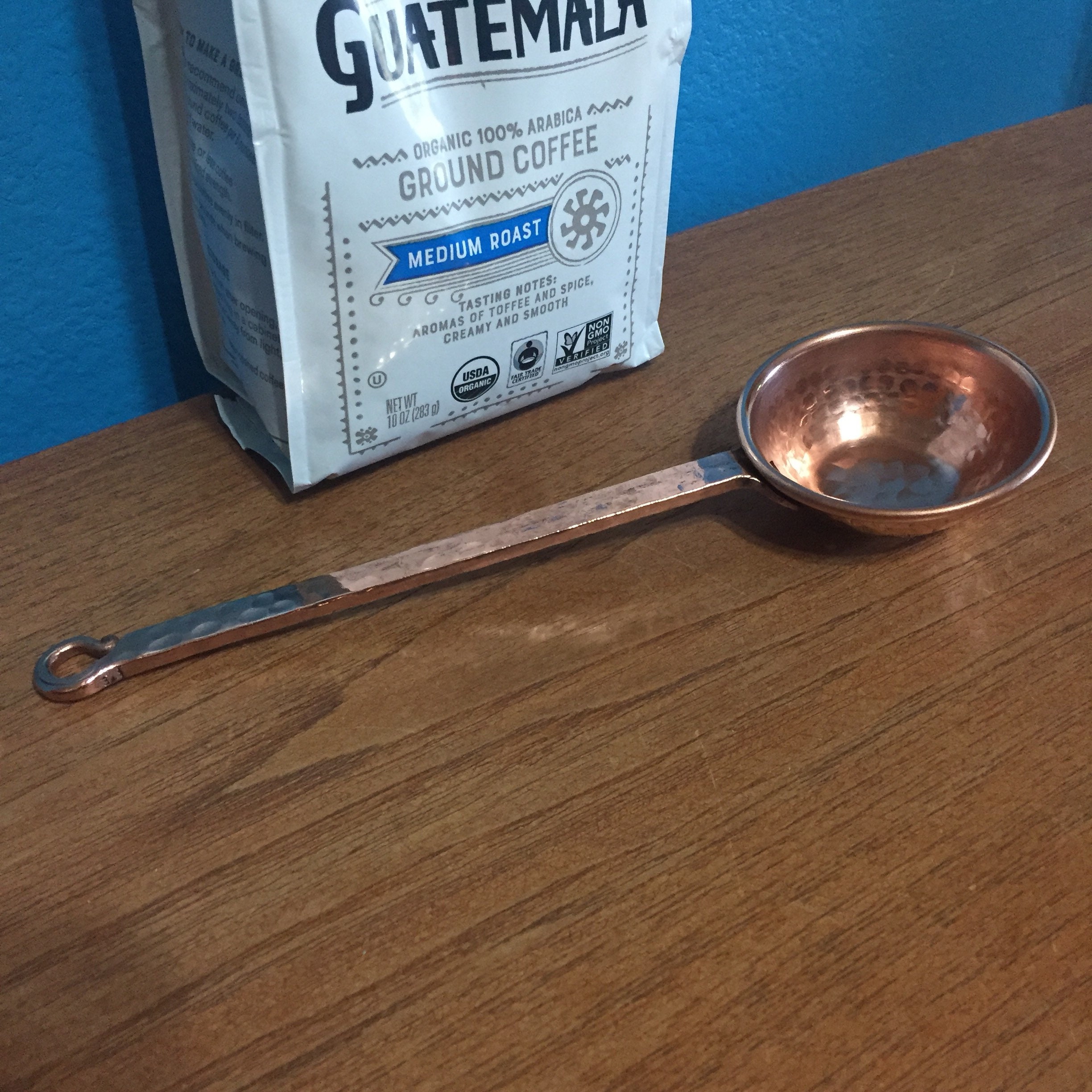 Hammered copper 1oz coffee scoop measuring spoon (2 tablespoons)