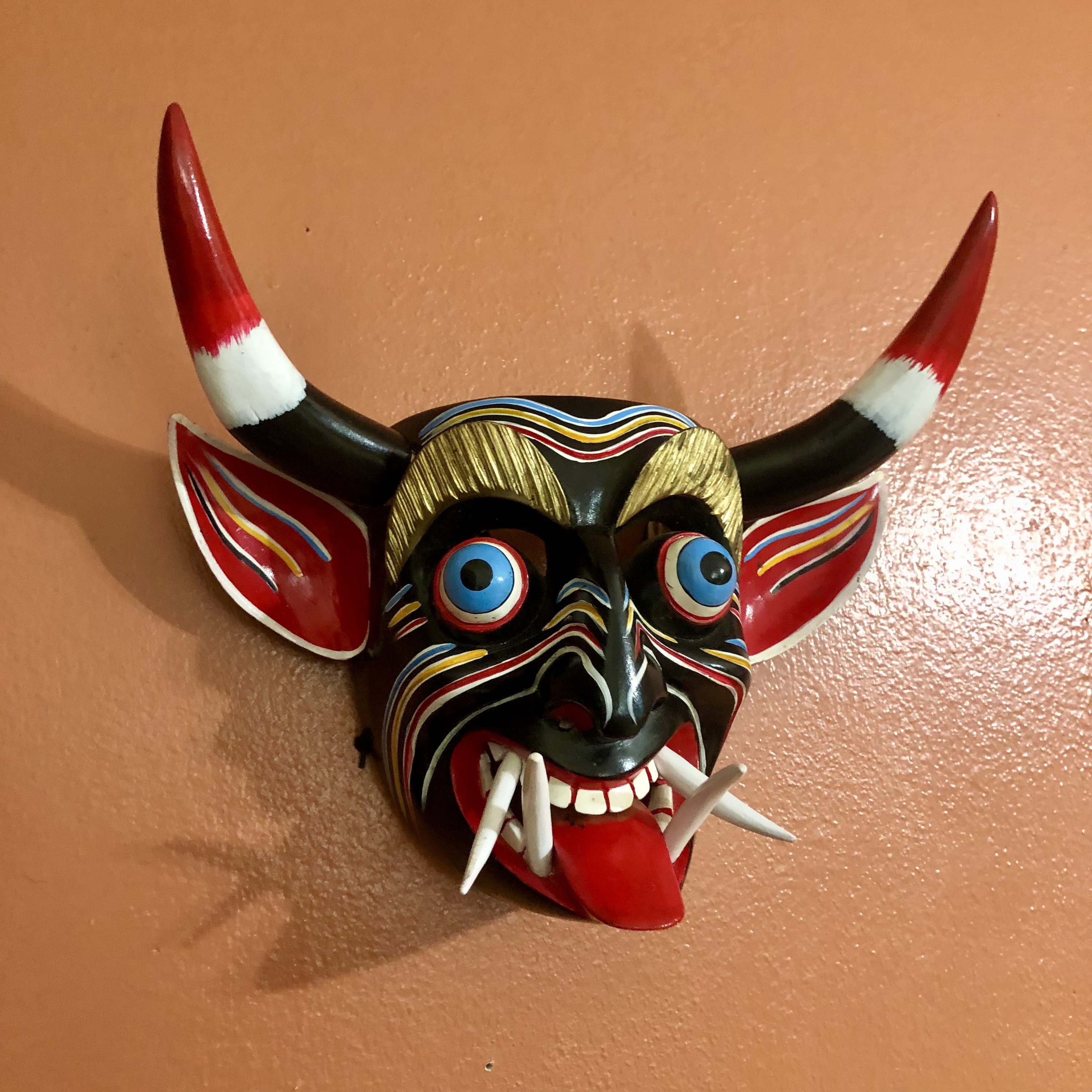 Medium Size Mexican Decorative Indigenous Diablo Devil Hand Carved Wood ...