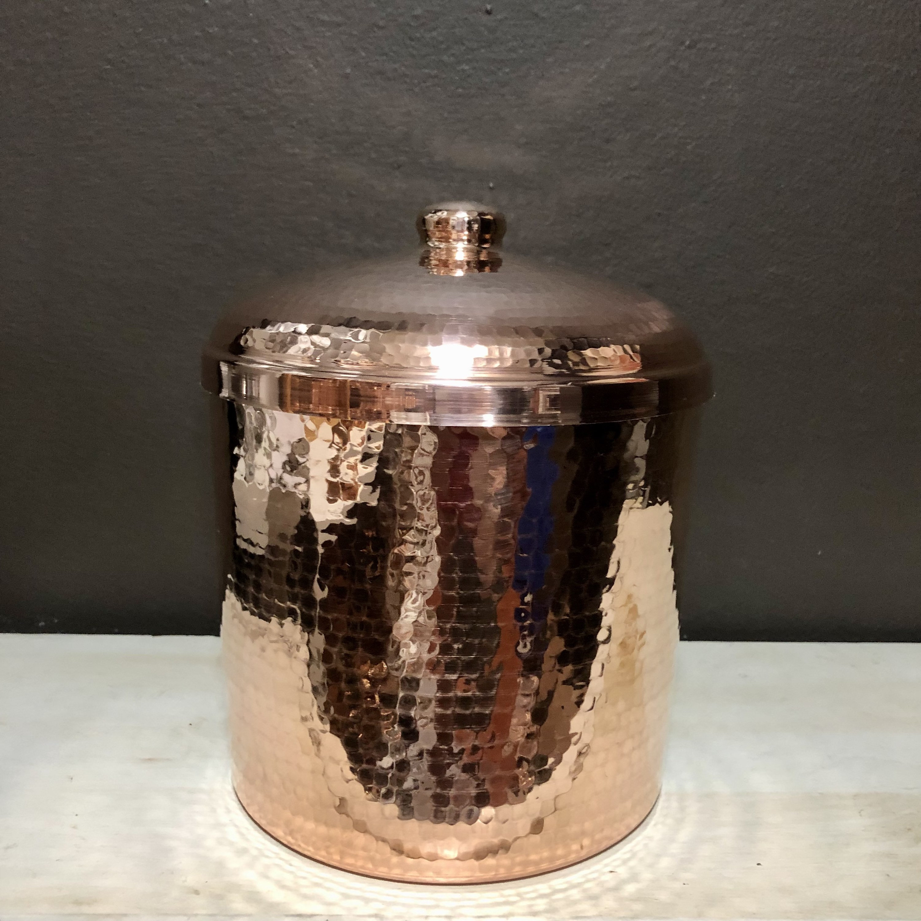 Hammered Copper Canister 7 7/8” x 9 1/2” (w x h)