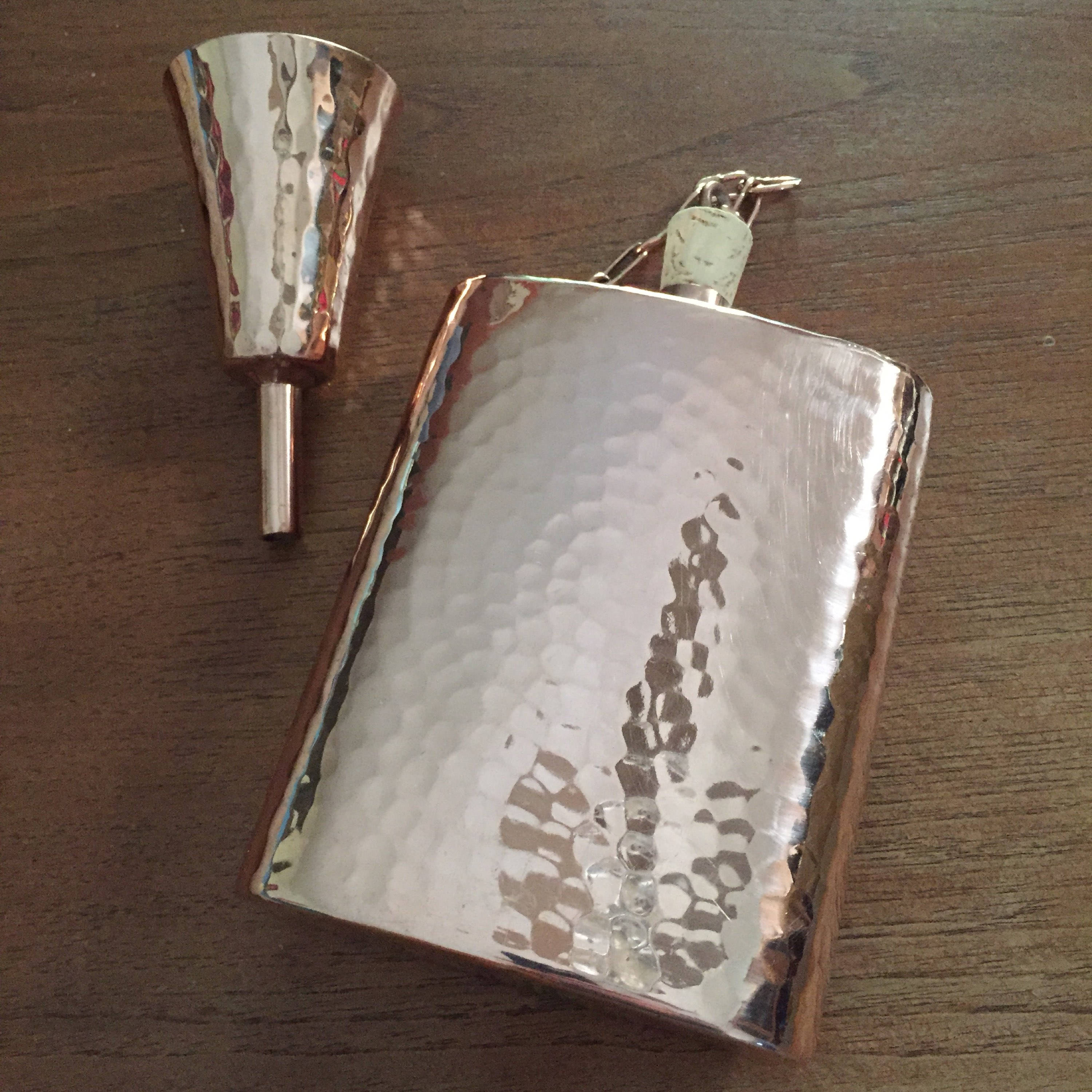 Handcrafted pure hammered copper 12oz flask