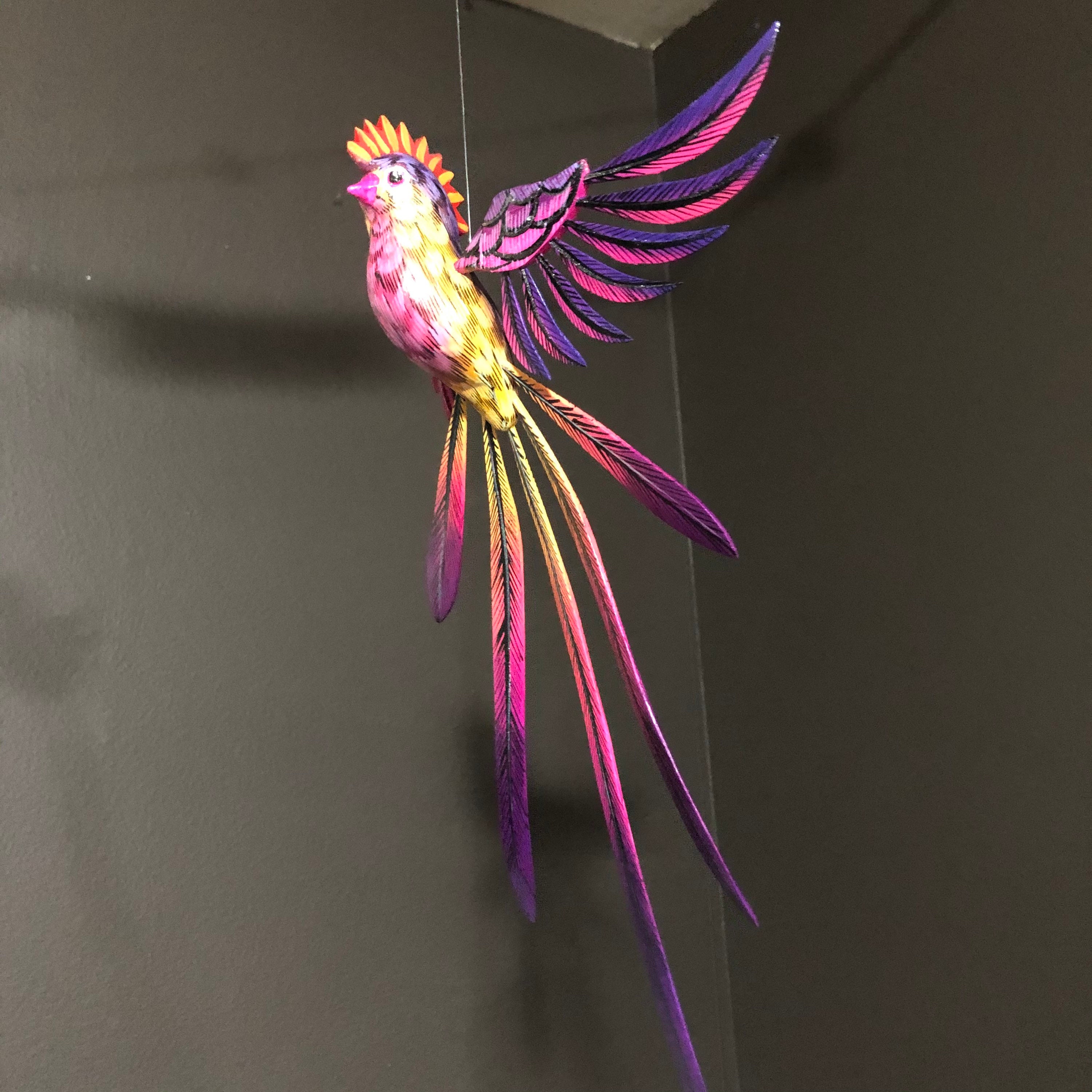 Alebrije Exotic Quetzal Bird Wood Carving by Roberto and Esperanza Martinez
