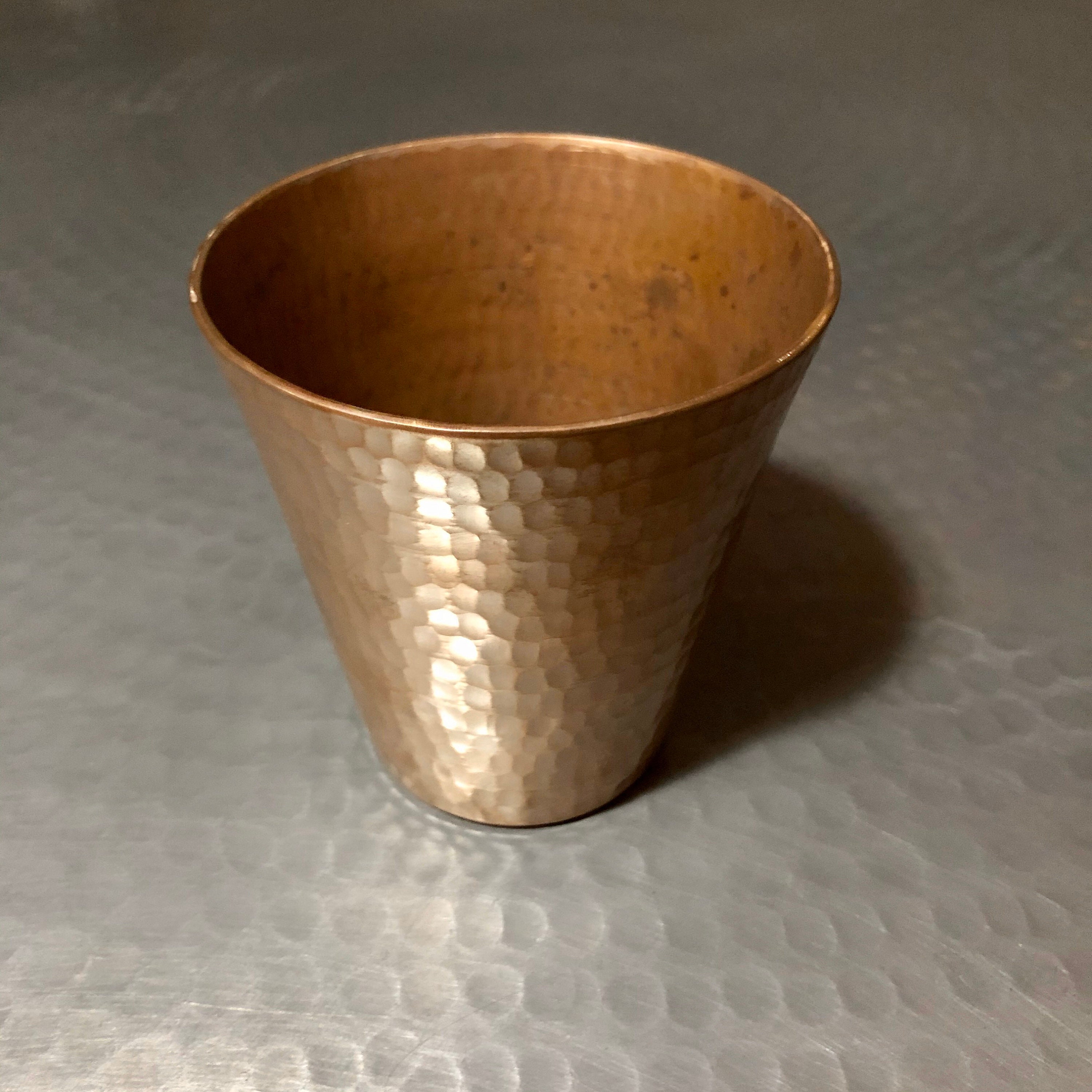 Handcrafted heavy gauge brown patina hammered copper 10oz water cup ...