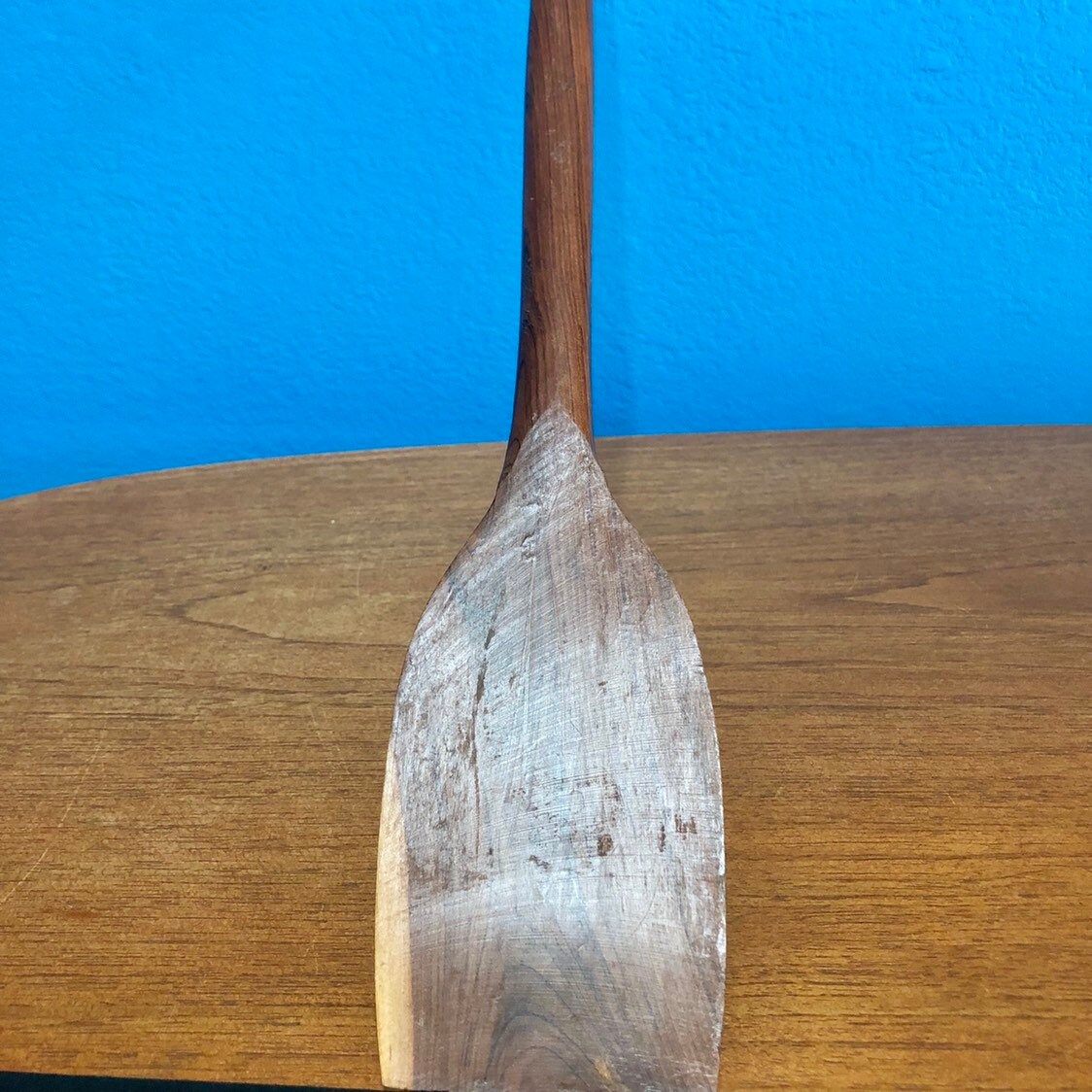 Hand carved wood spatula made with Guamuchil wood from Mexico