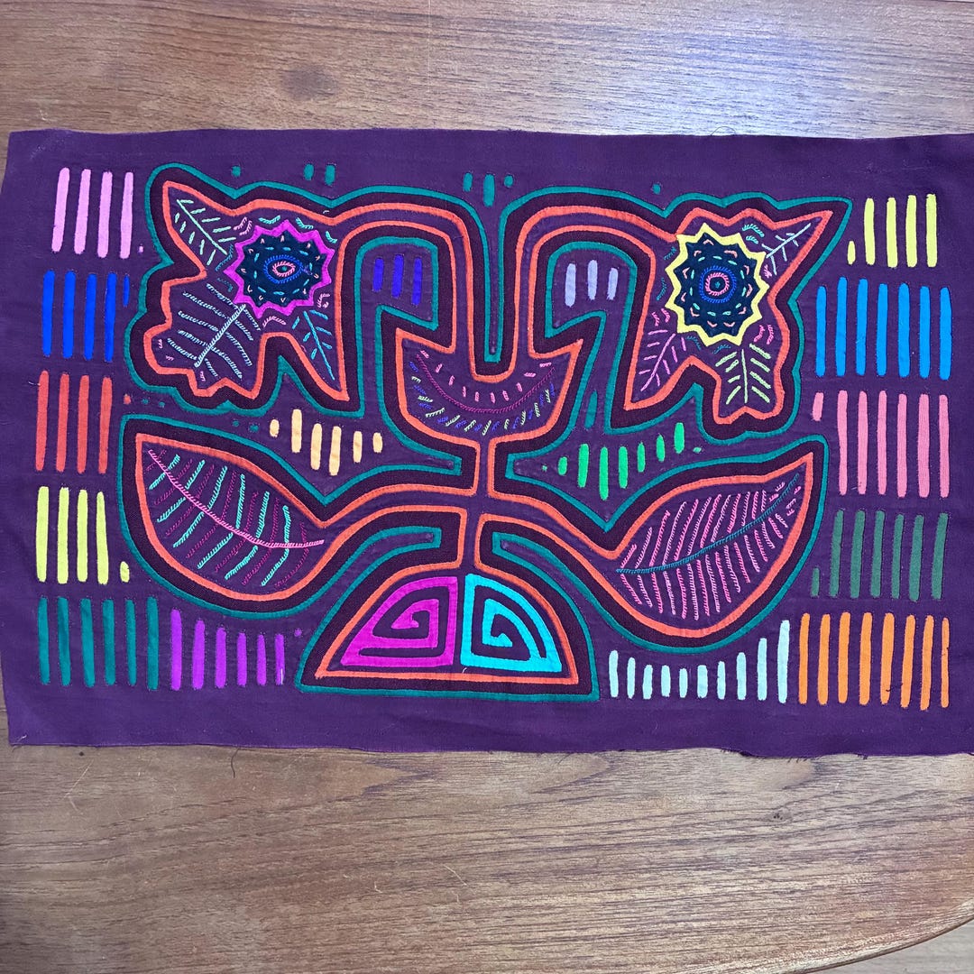 Authentic Guna (kuna) Mola Textile Art Panel - Hand-stitched Reverse ...