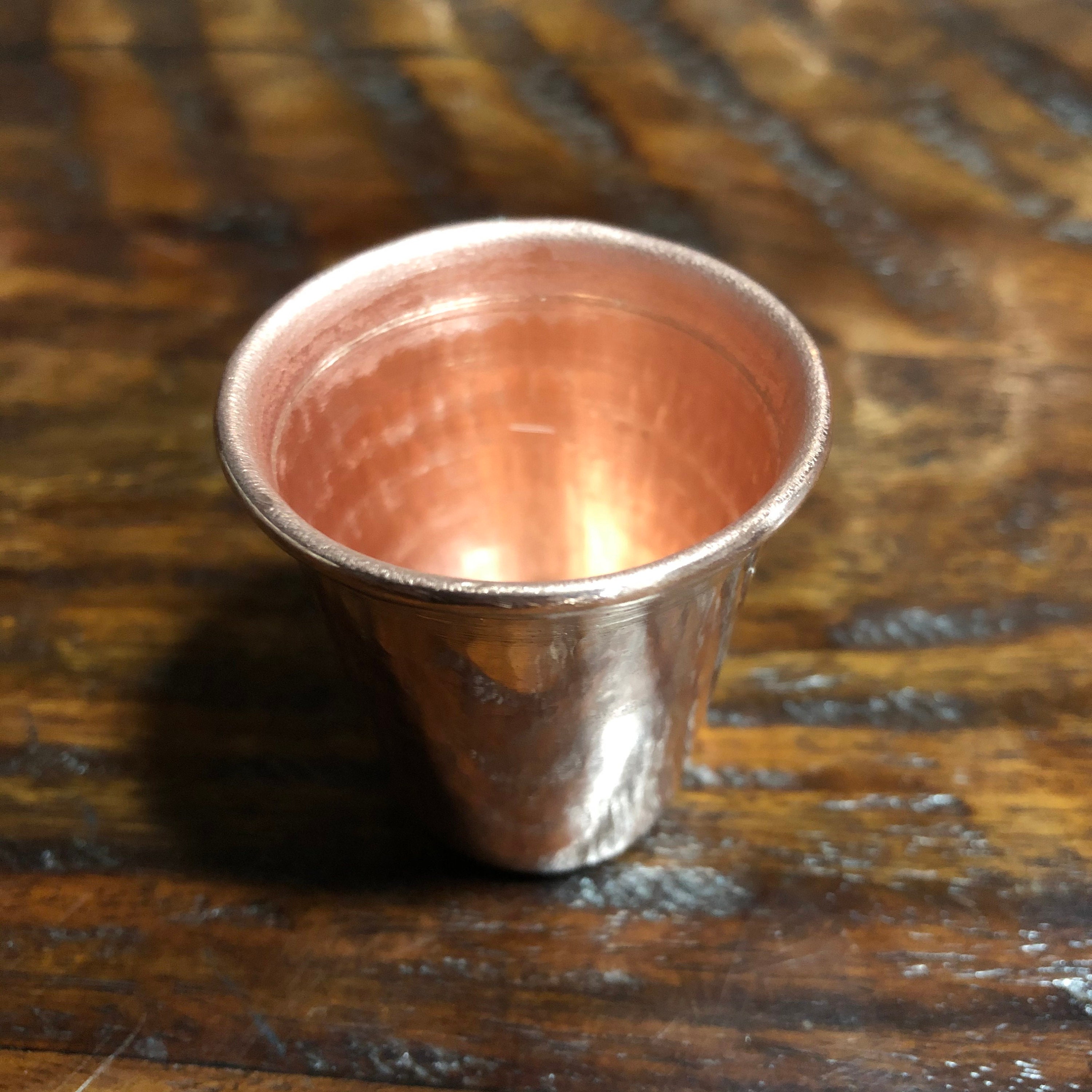 Handcrafted 1oz pure hammered copper shot glass tasting cup