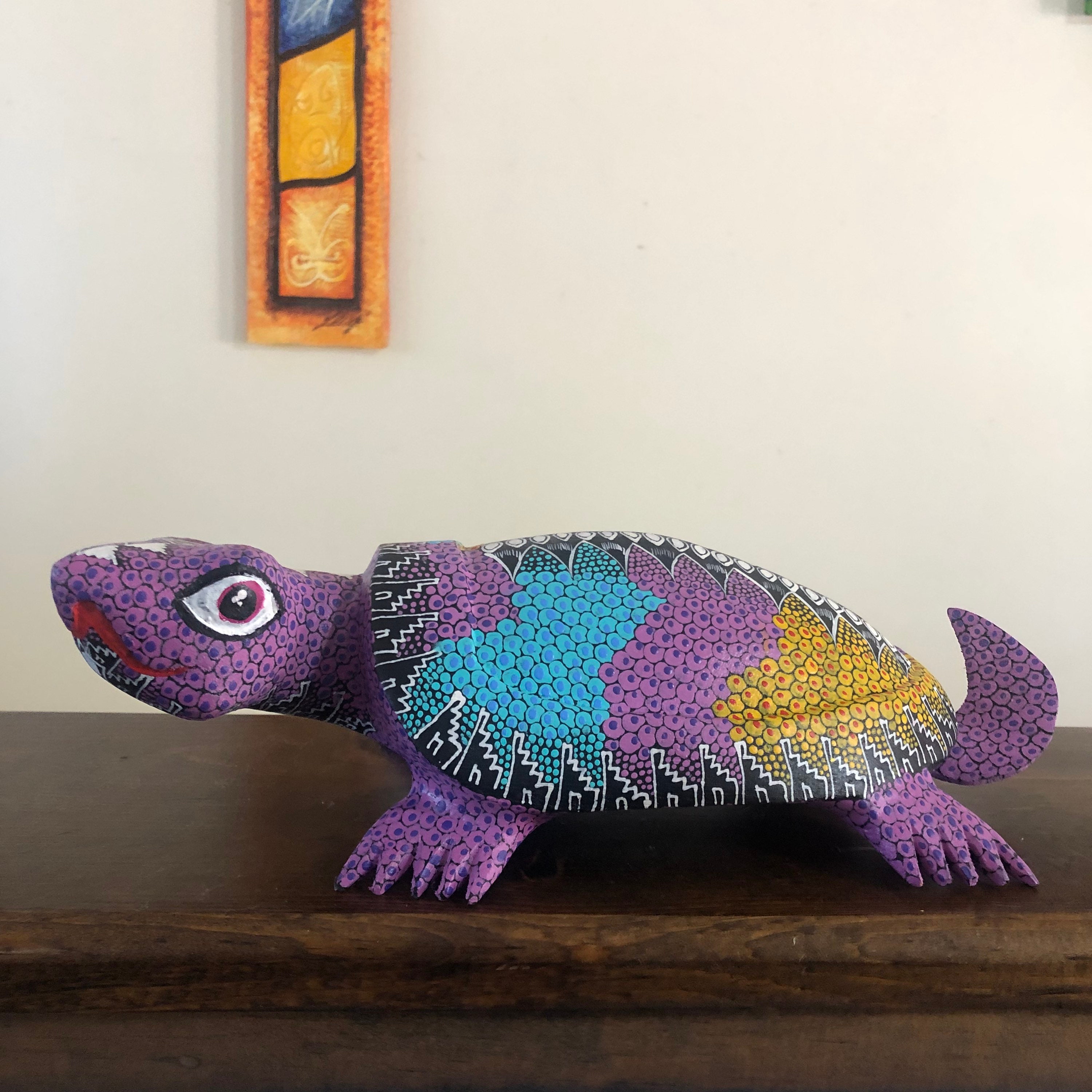Alebrije Turtle Wood Carving by Esperanza Martinez from Oaxaca, Mexico.