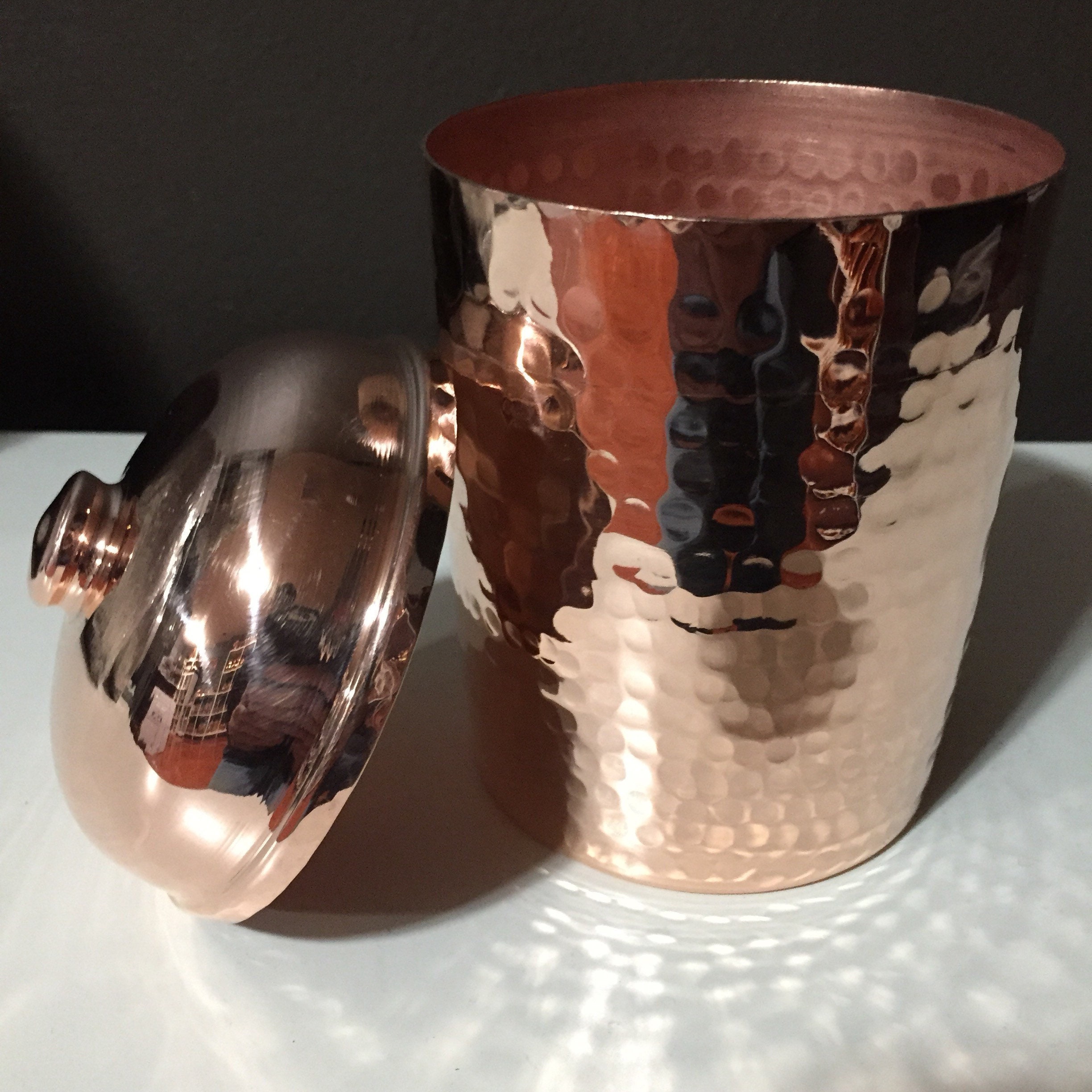 Hammered Copper Canister with Lid (3 1/2x5 1/2)